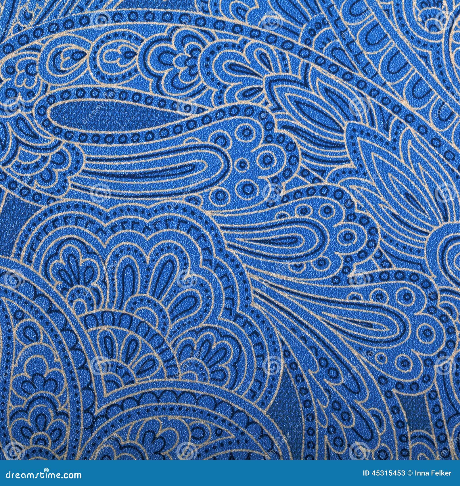 Vintage Blue Paisley Wallpaper Stock Image - Image of foliate ...