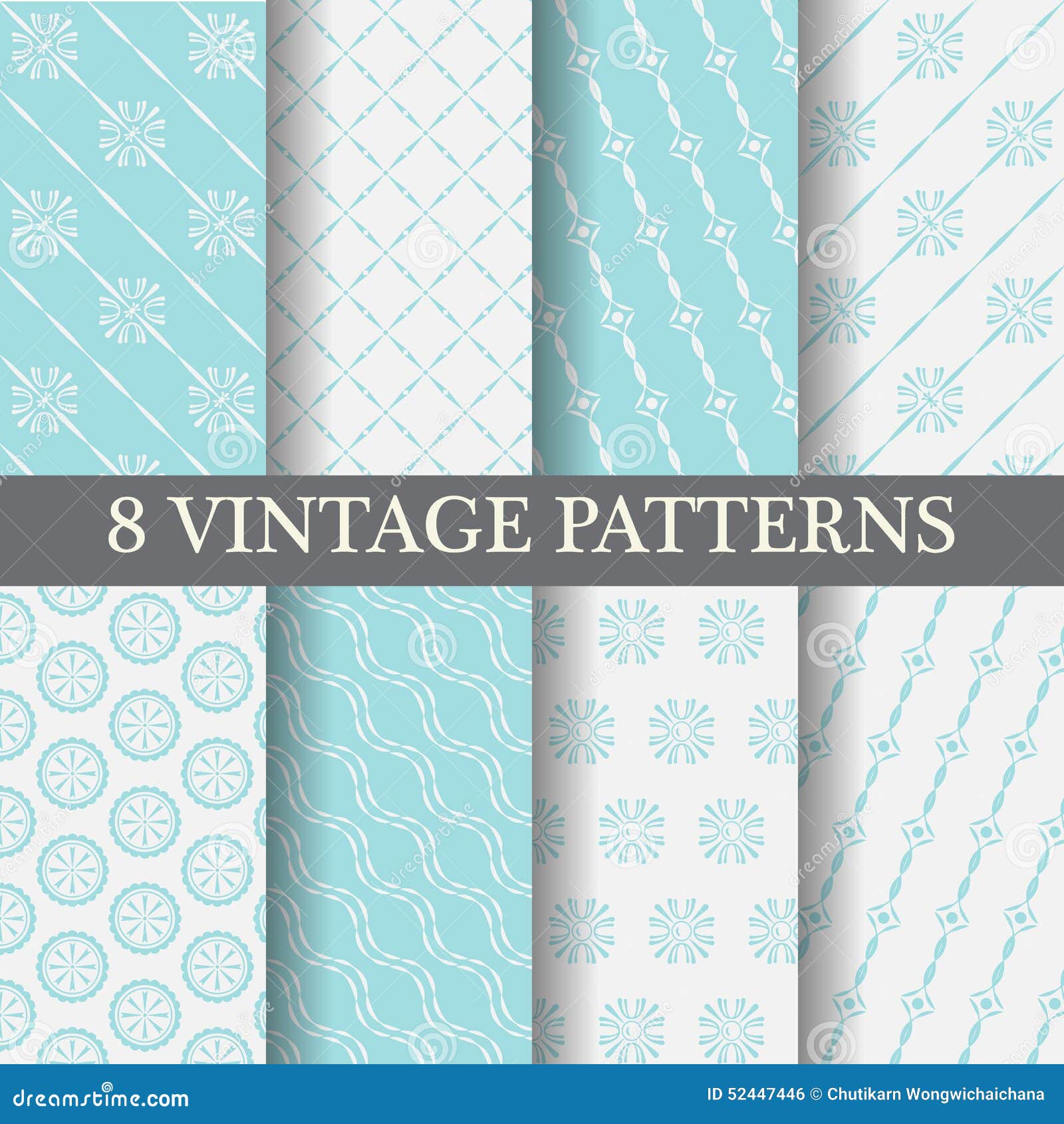 Vintage Blue Patterns, Vector Stock Vector - Illustration of collection ...