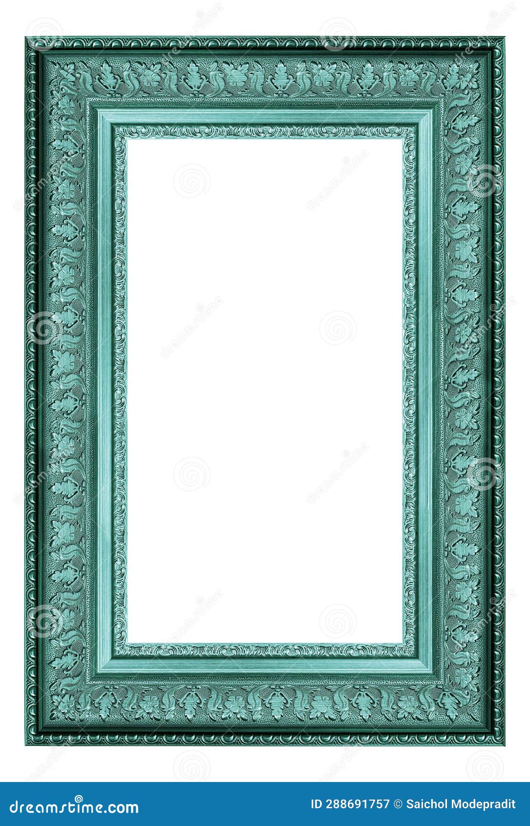 Vintage Blue Picture Frame. Isolated on White Background Stock Image ...