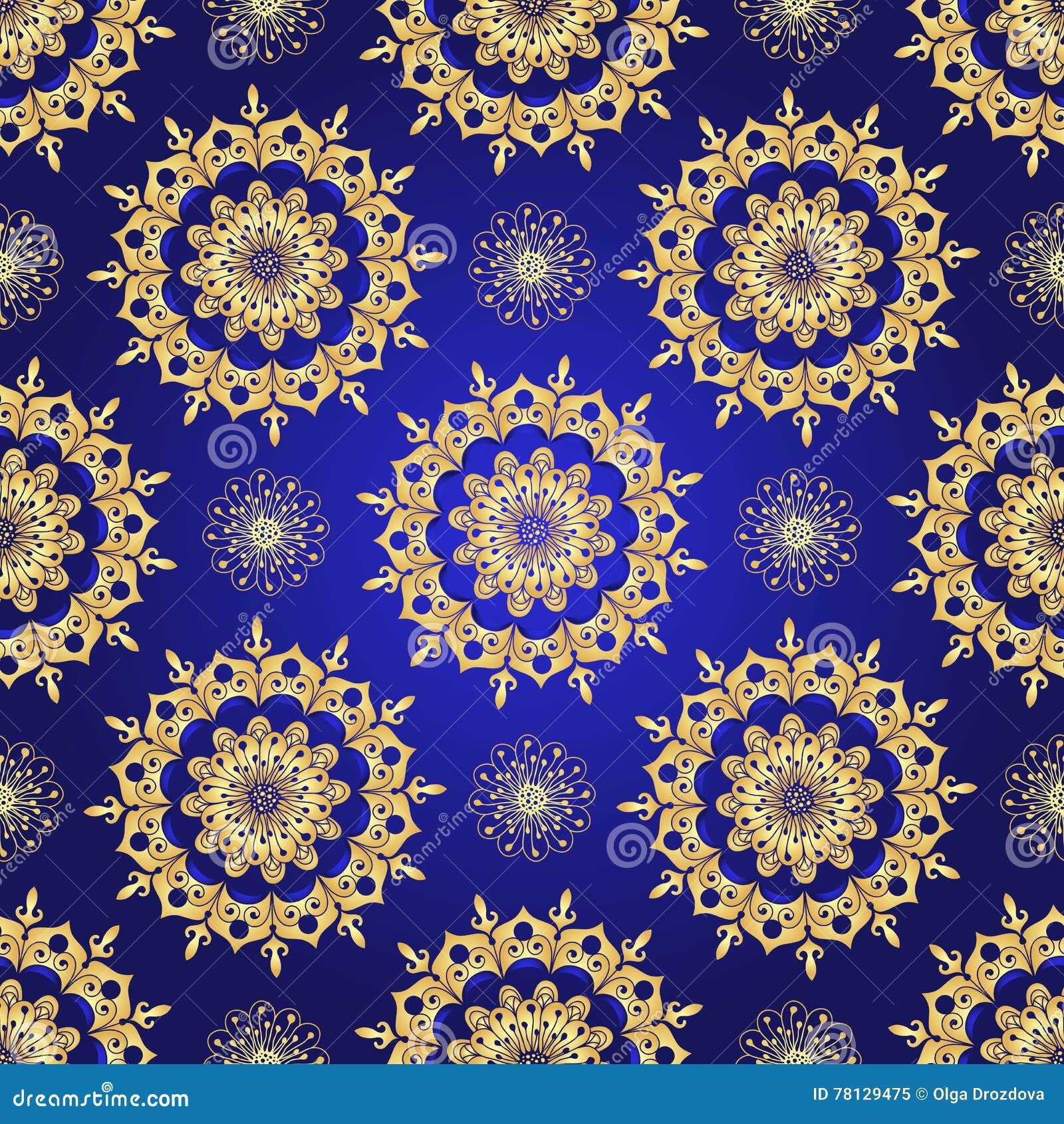 Vintage Blue Seamless Pattern Stock Vector - Illustration of doily ...