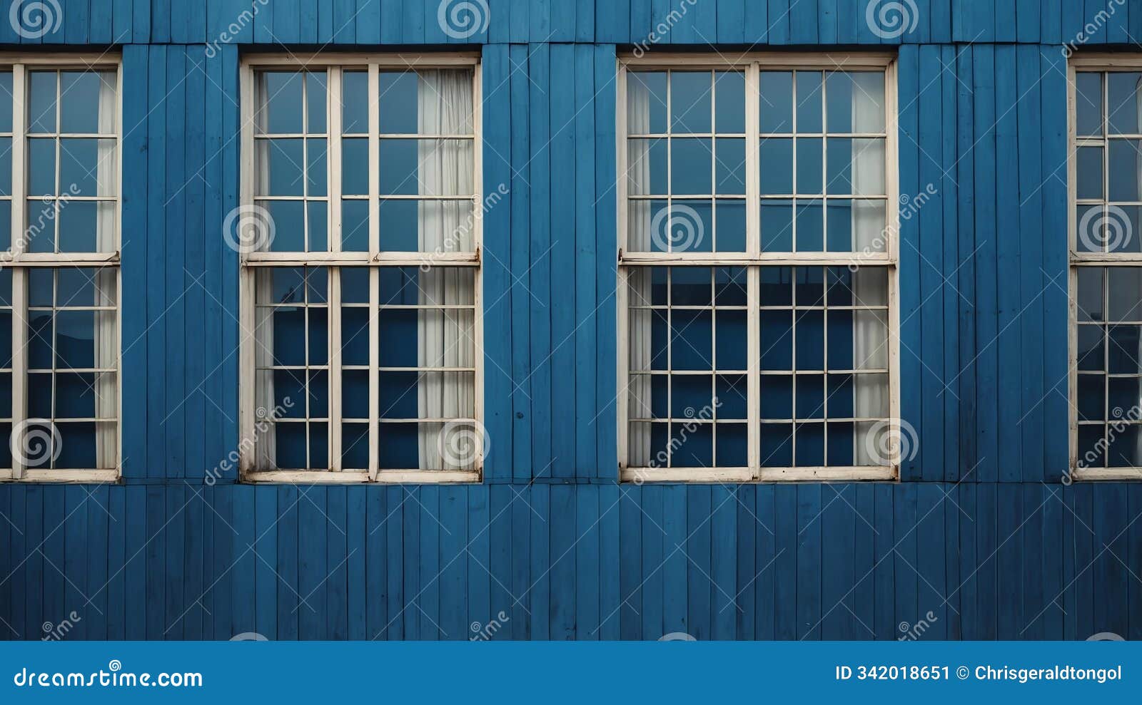 Vintage Blue Theme House with Square Windows for Backg Ai Generated ...