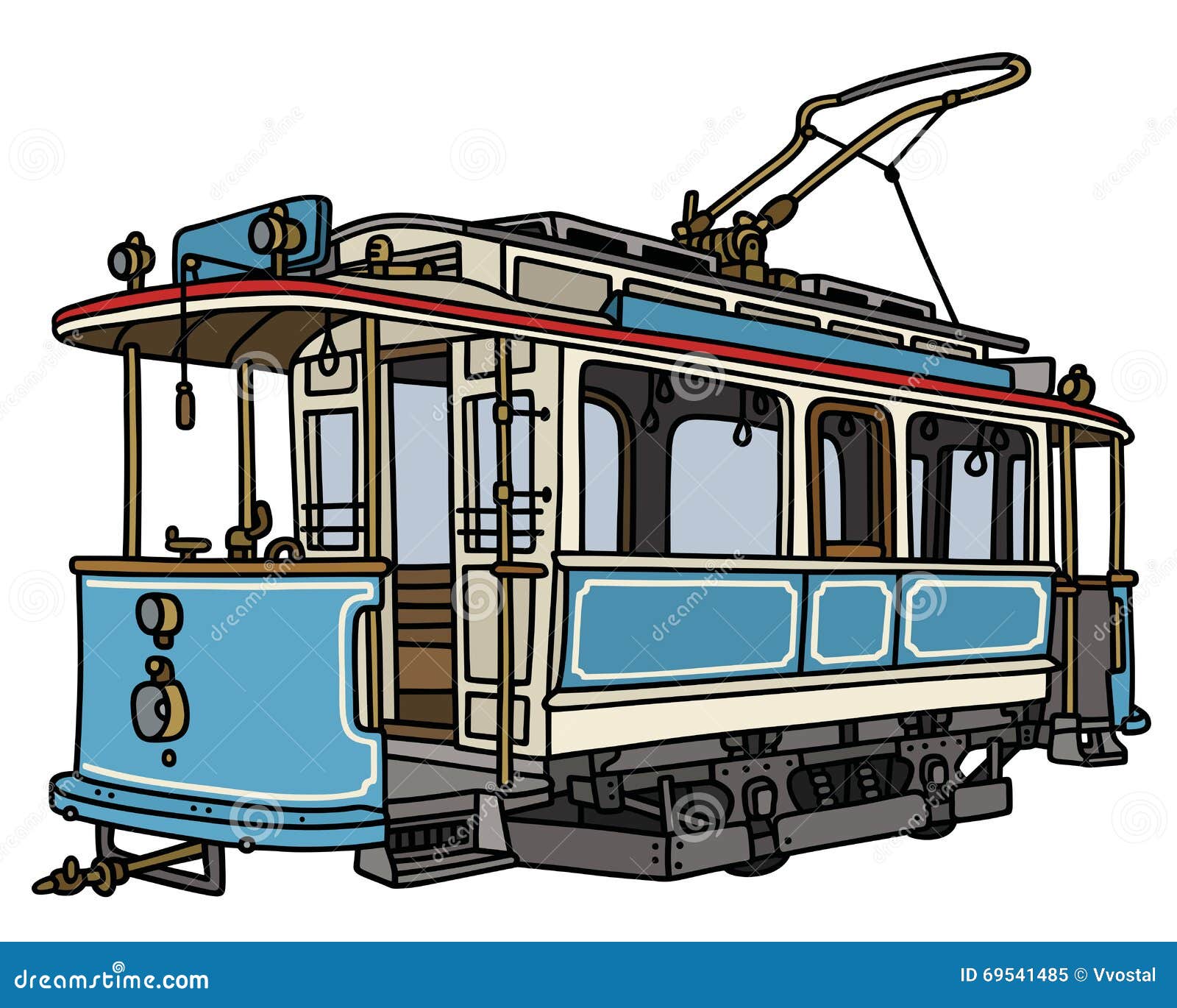 Vintage blue tramway stock vector. Illustration of vintage - 69541485