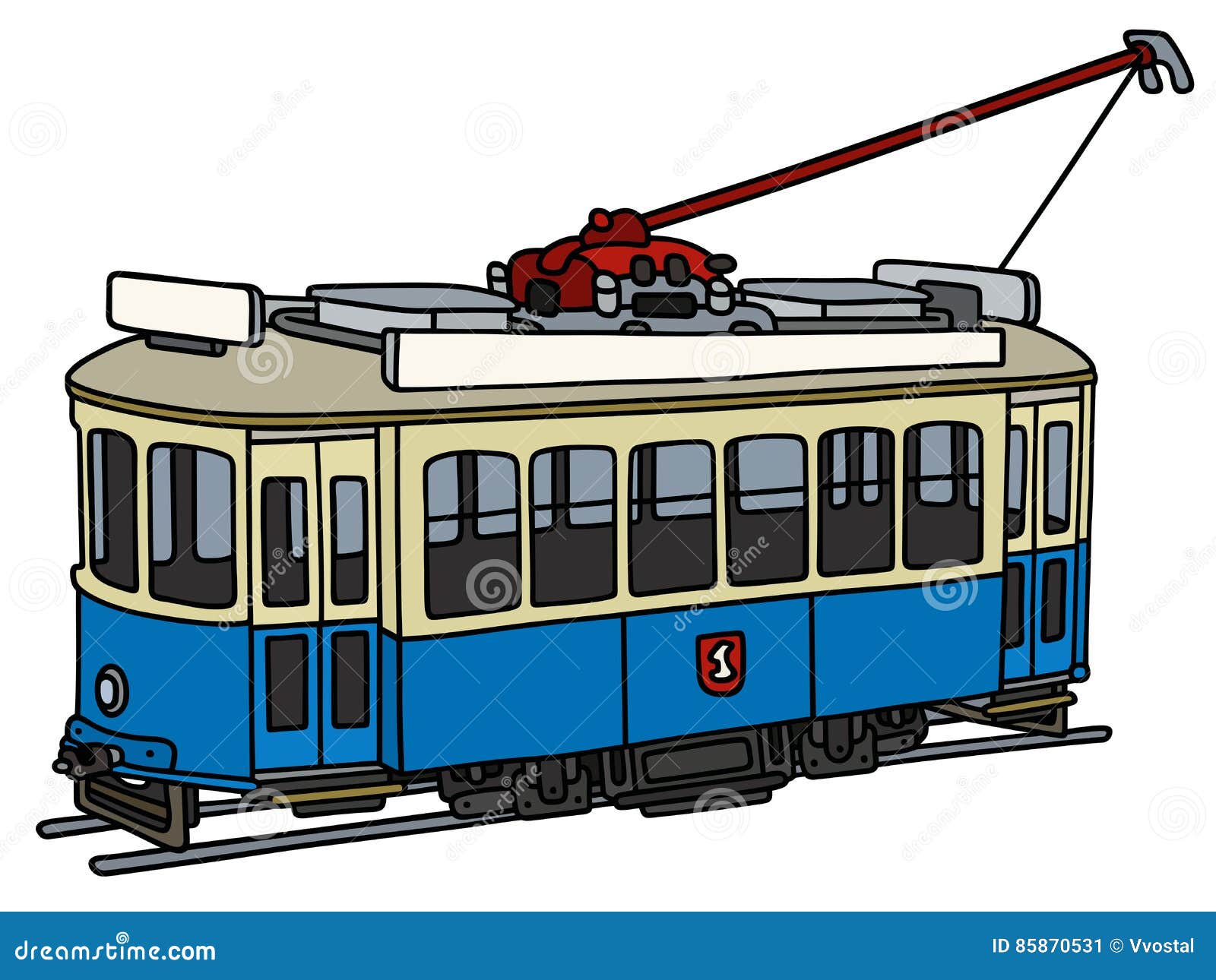 Vintage Blue Tramway Cartoon Vector | CartoonDealer.com #85870531
