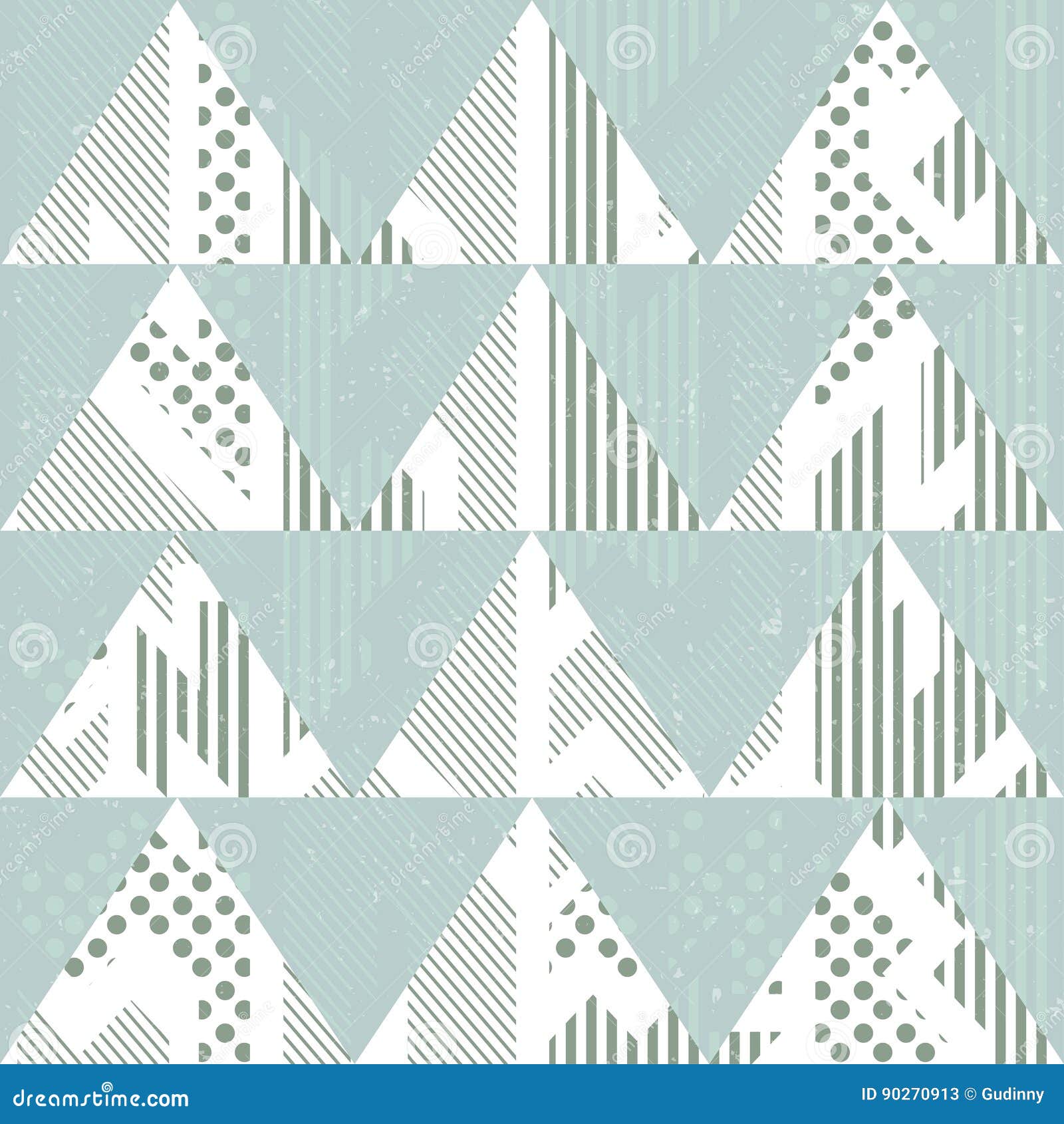 Vintage Blue Triangles. Seamless Pattern with Grunge Effect Stock ...