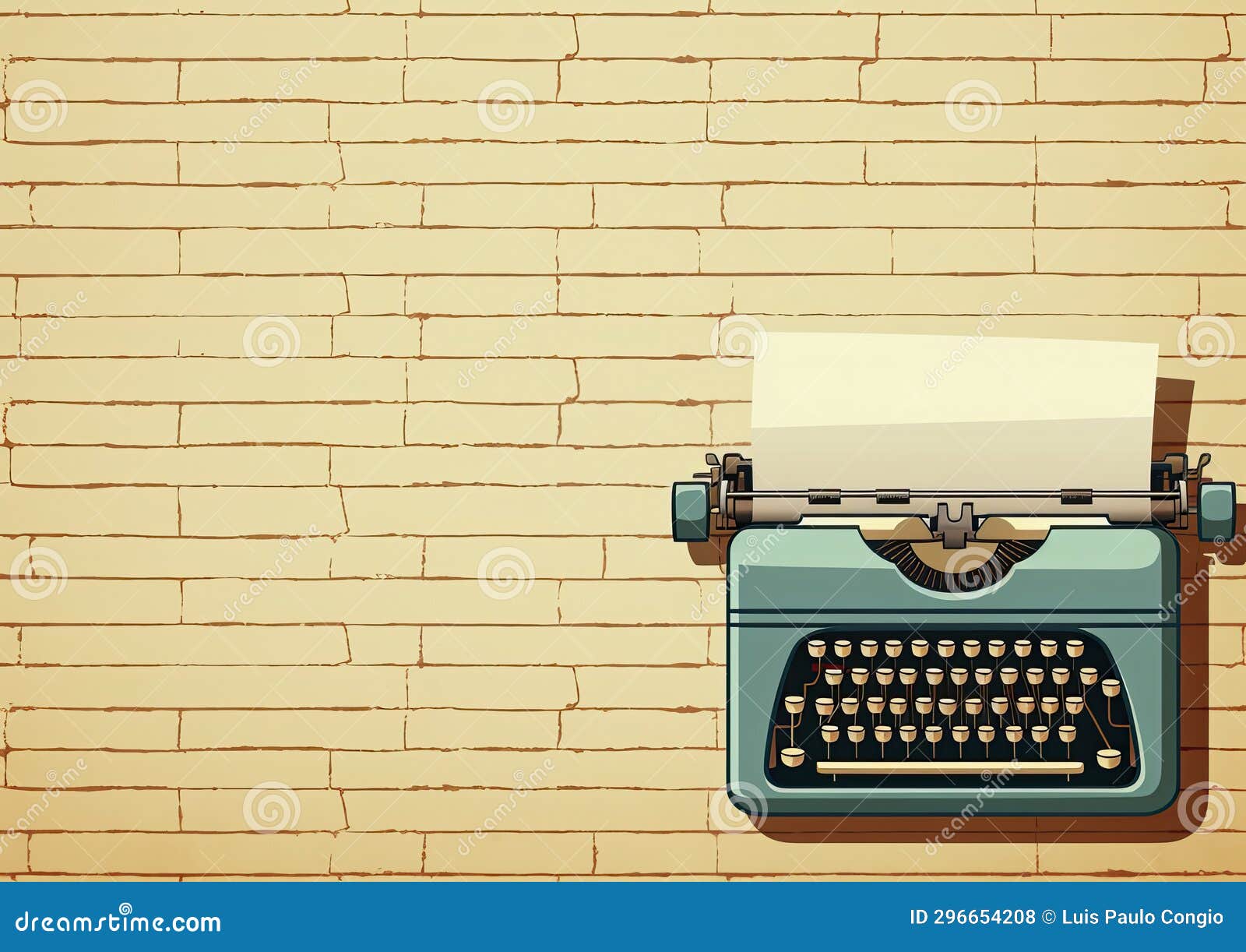 A Vintage Blue Typewriter with a Blank Sheet of Paper Stock Photo ...