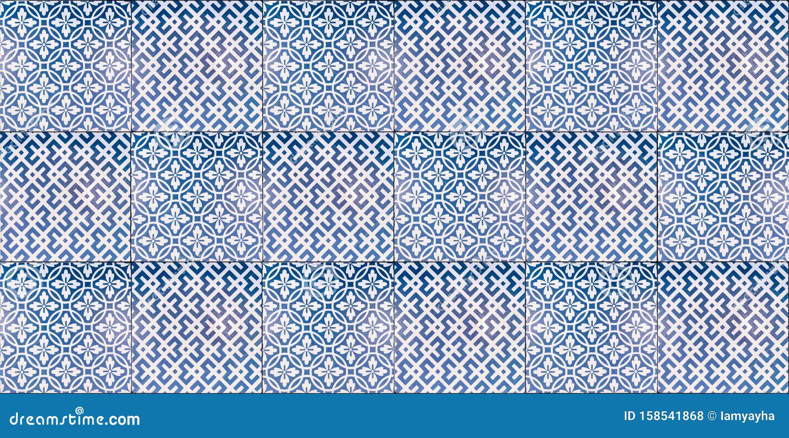 Vintage Blue and White Ceramic Tiles Wall Pattern Design Background or ...