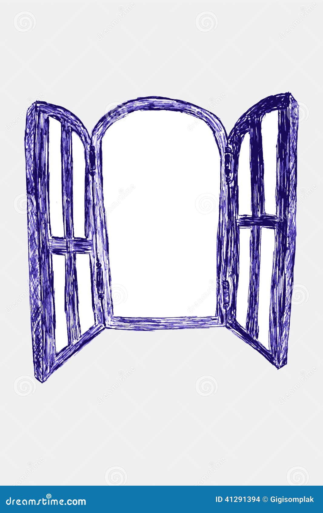 Vintage Blue Window, Isolated on White Stock Vector - Illustration of ...