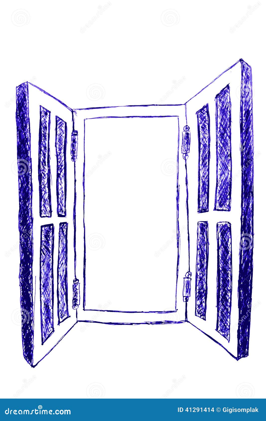 Vintage Blue Window, Isolated on White Stock Vector - Illustration of ...