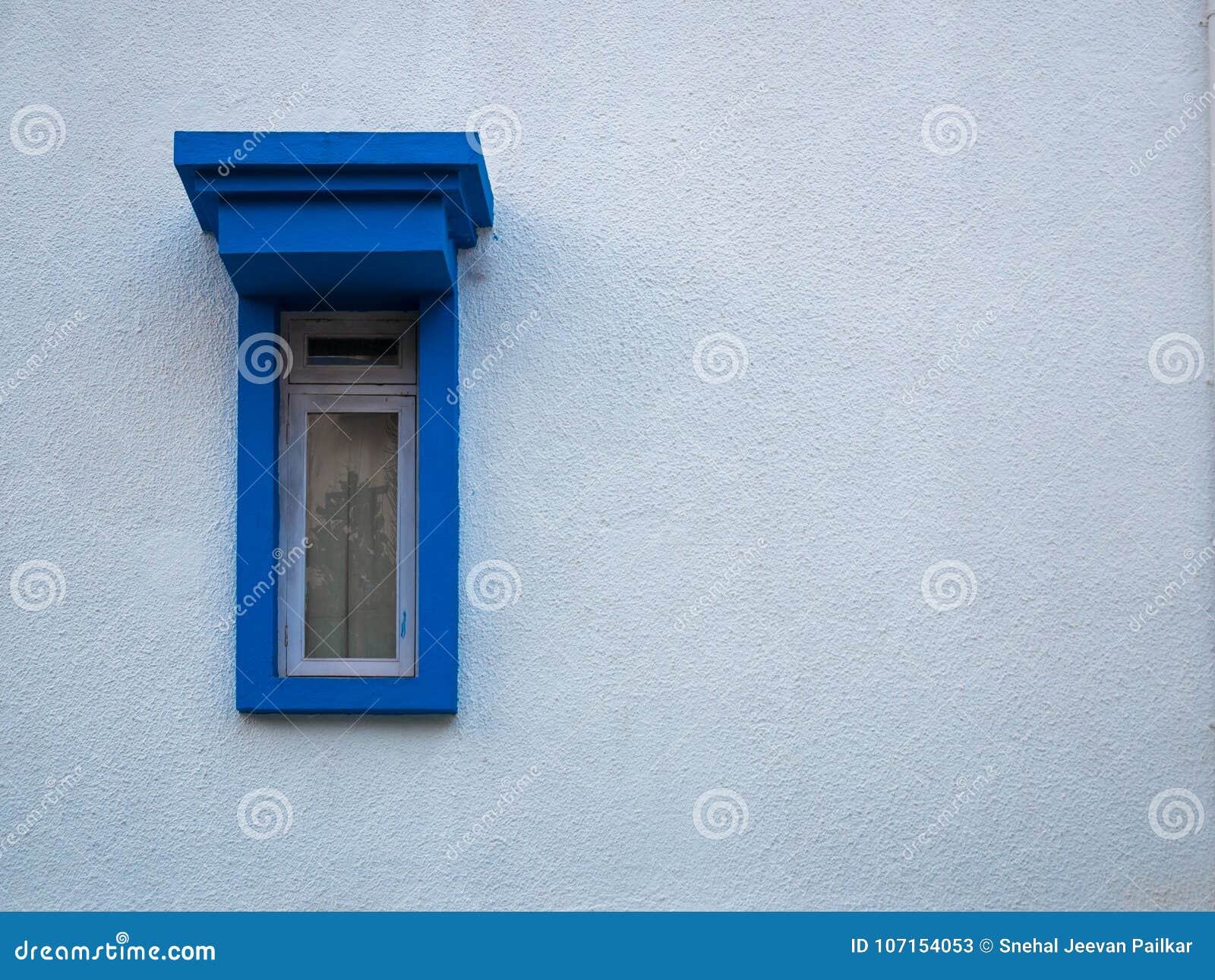 Vintage Blue Window on White Wall Stock Image - Image of beautiful ...