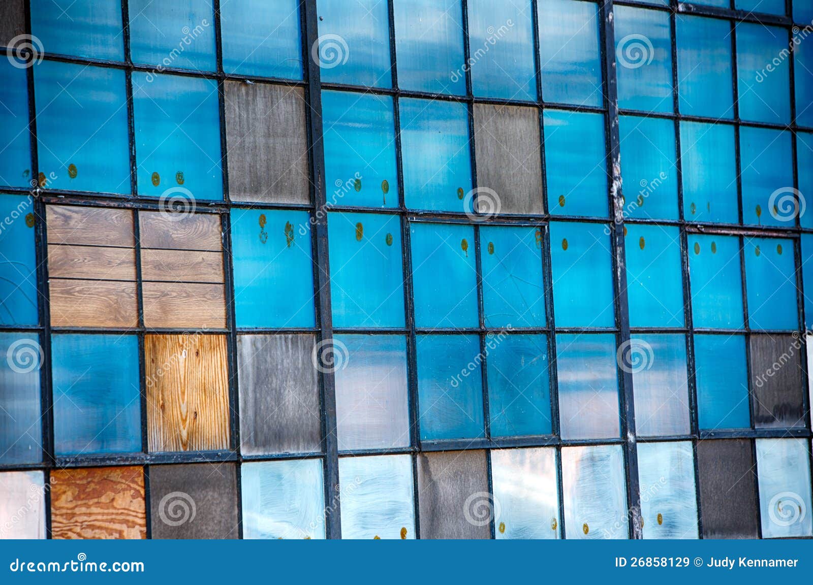 Vintage Blue Windows in Old Mill Stock Image - Image of paint ...
