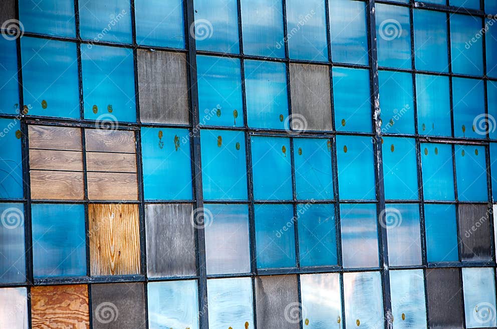Vintage Blue Windows in Old Mill Stock Image - Image of paint ...
