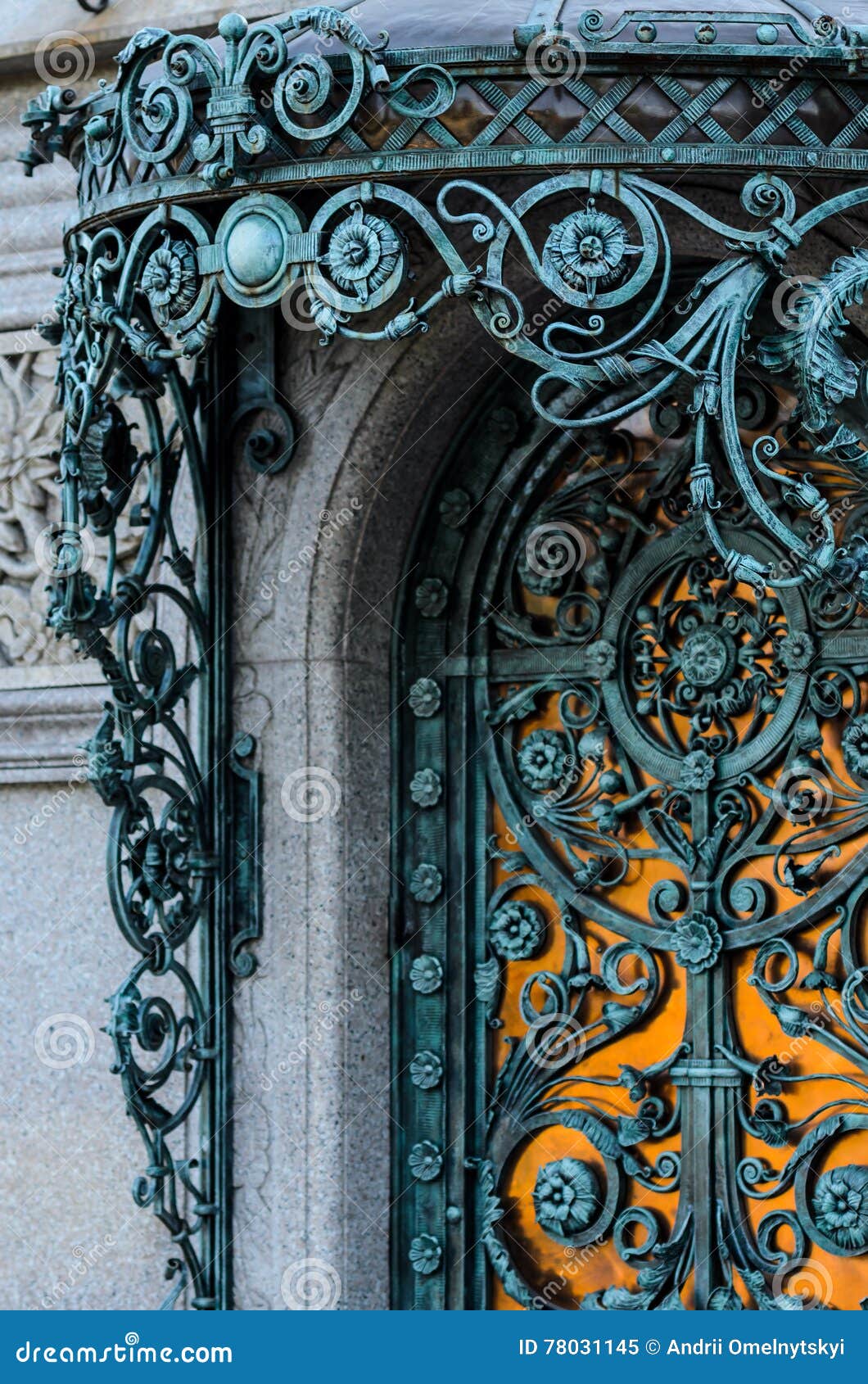 Vintage Blue Wrought Iron Gate Stock Image - Image of decorative ...