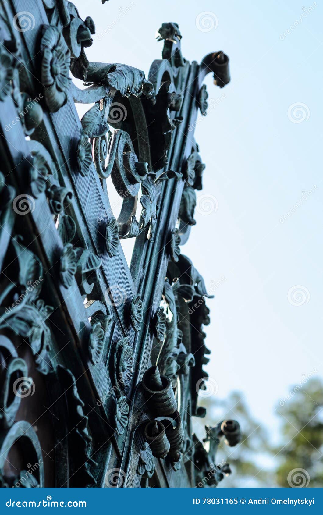 Vintage Blue Wrought Iron Gate Stock Image - Image of oxidation ...