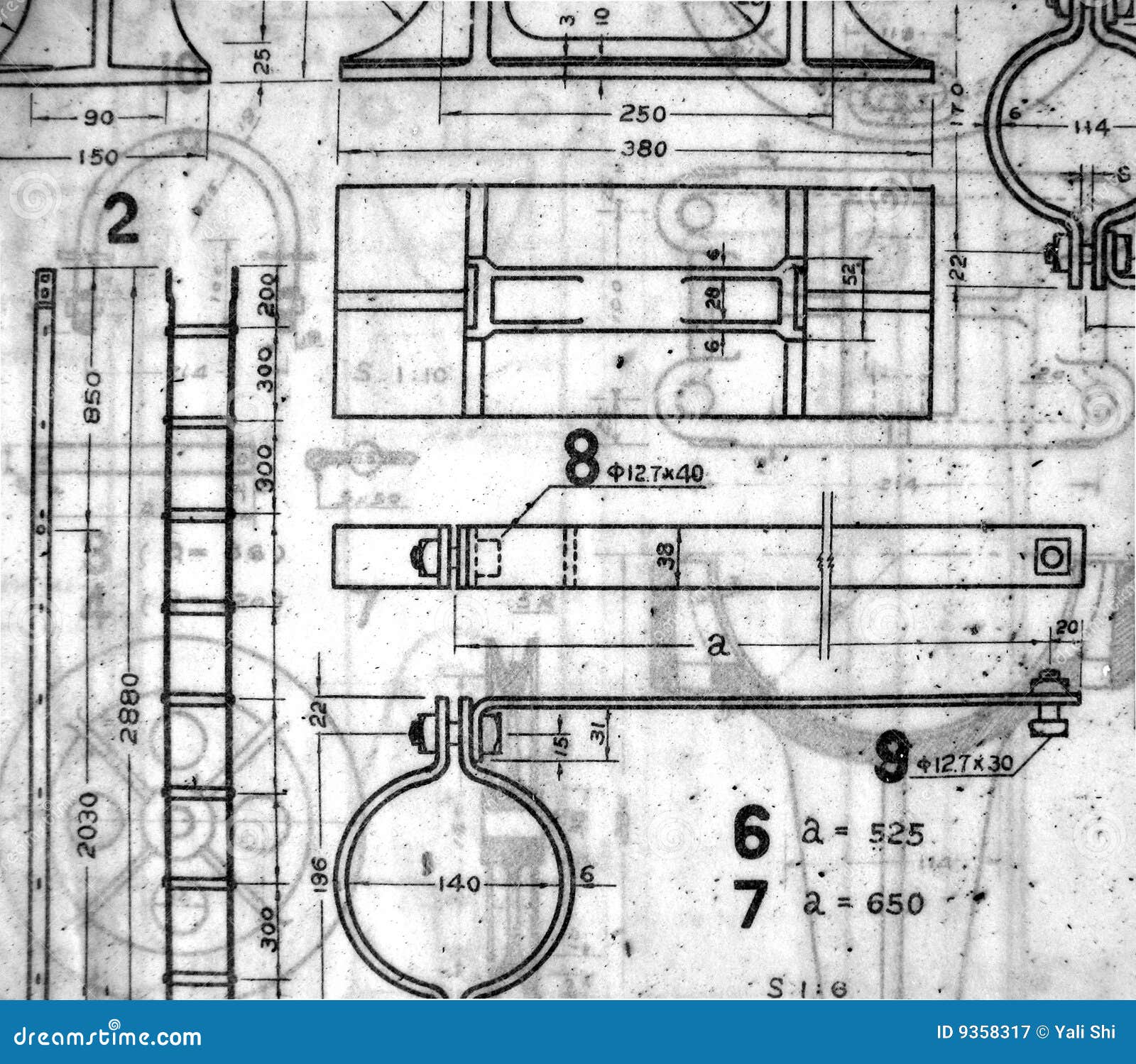 Vintage Blueprints stock image. Image of vellum, faded - 9358317