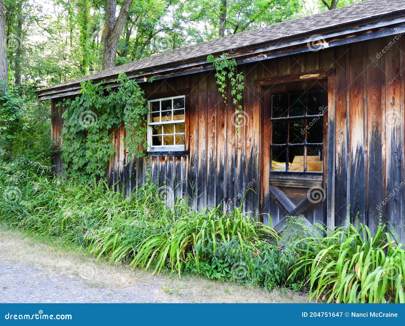 Weathered Board and Batten Outdoor Storage Building Stock Image - Image ...