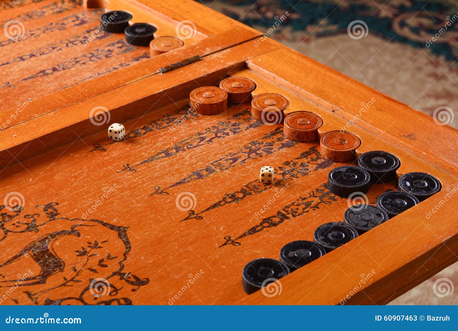 Vintage Board Game Backgammon Stock Image - Image of indoors, move ...