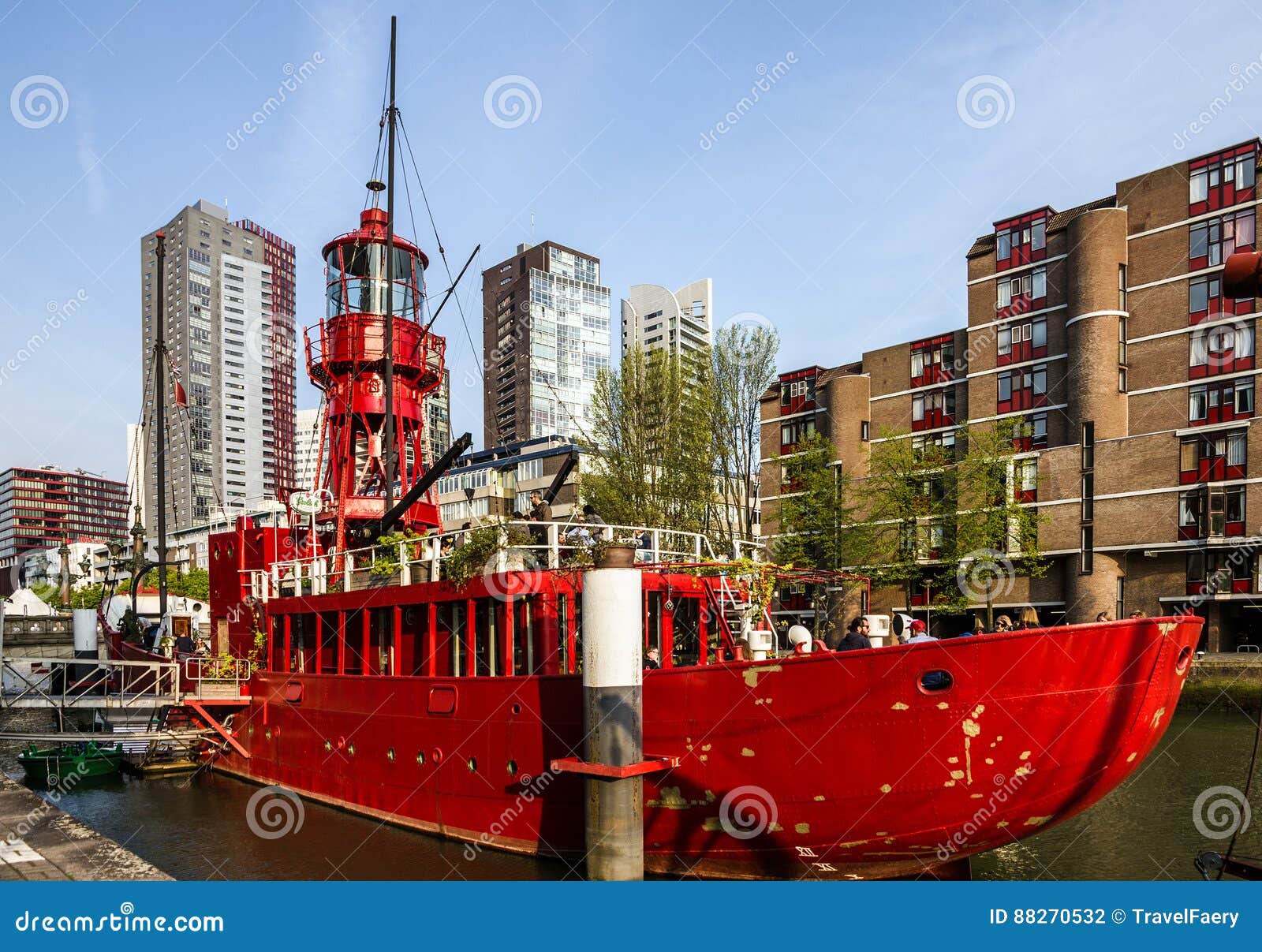 Vintage Boat Lighthouse in Rotterdam, Netherlands Editorial Photography ...