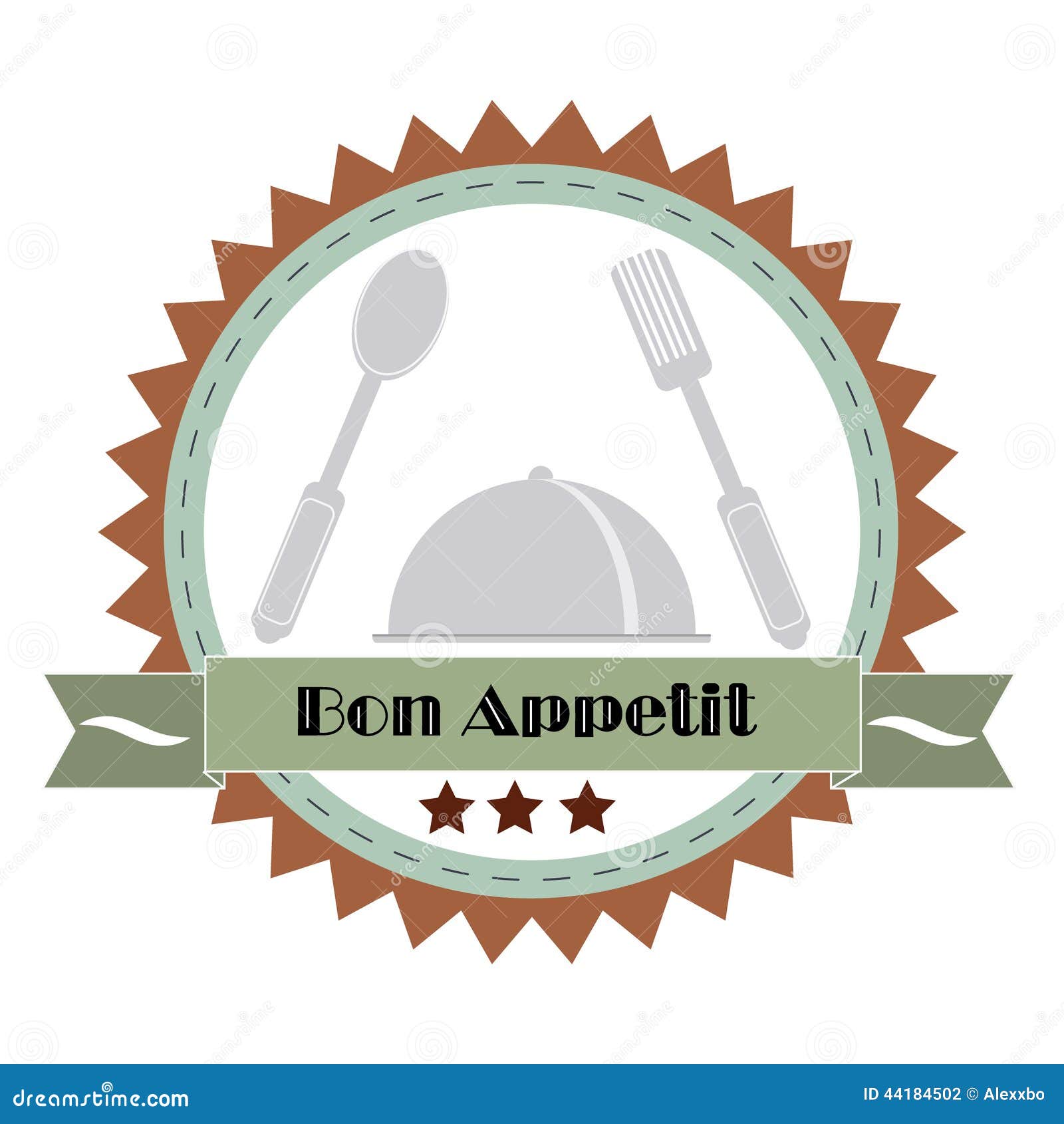 Bon Appetit Vintage Lettering On Tray Background Cartoon Vector ...