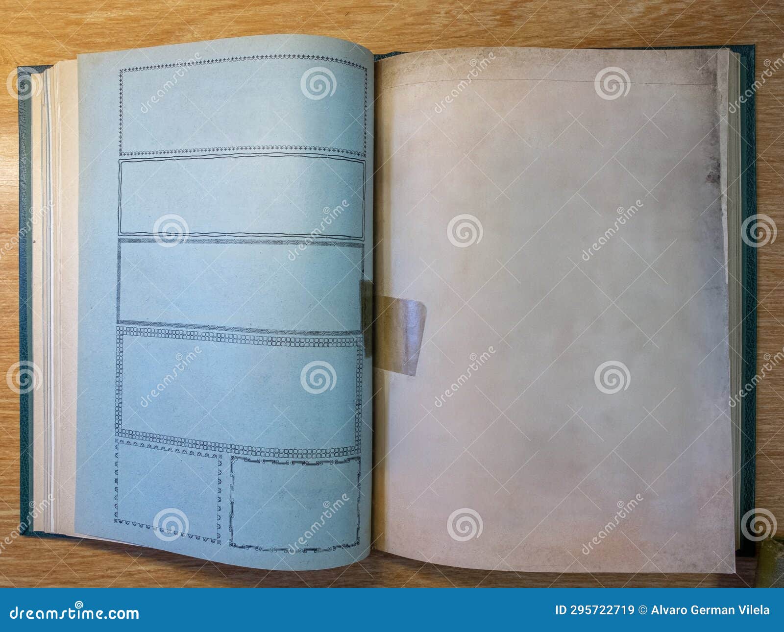 Vintage Book Showing Blank Pages with Frames Stock Image - Image of ...