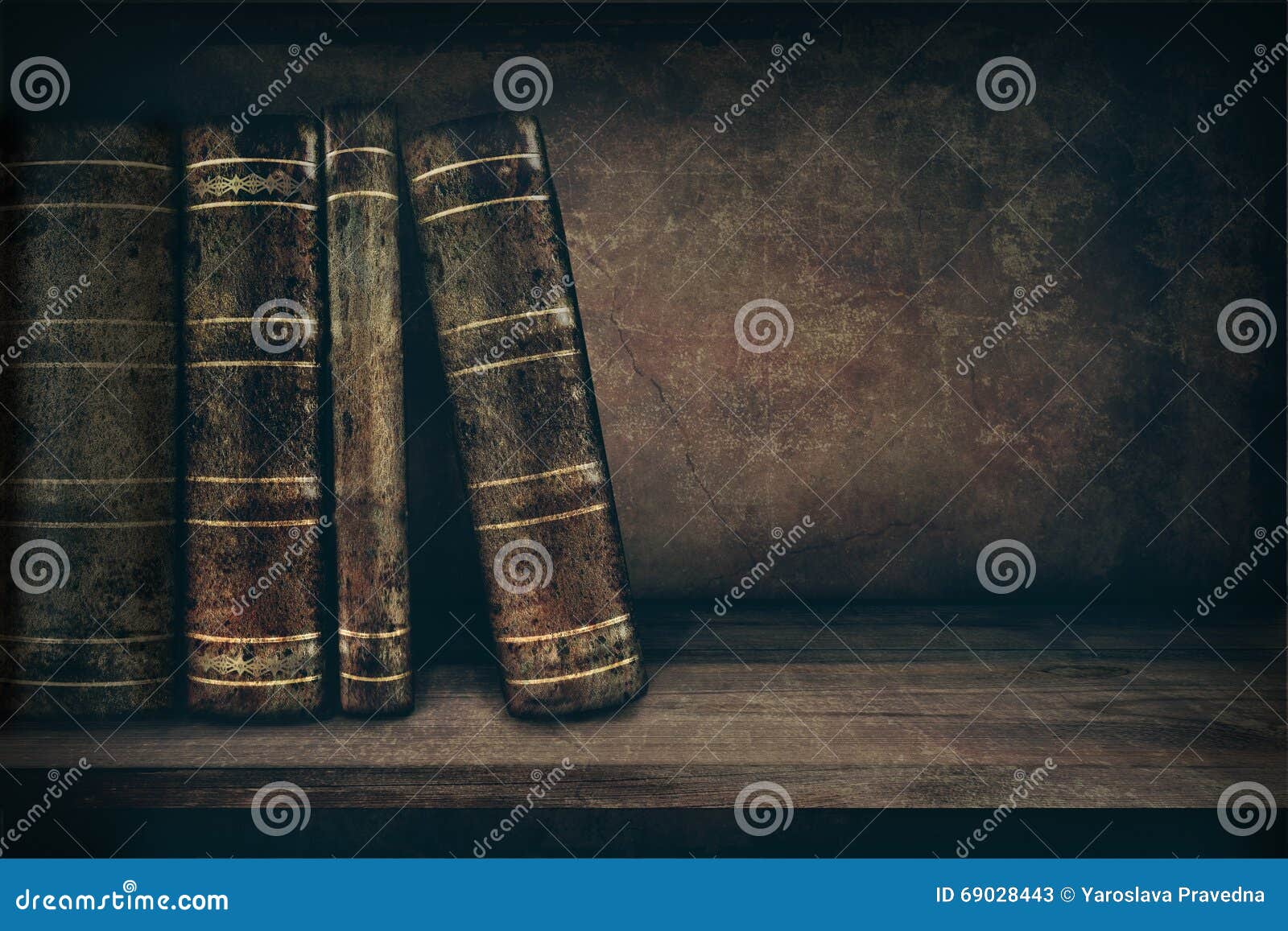 Vintage Books In The Library On The Background Of The Bookcase. A Good ...