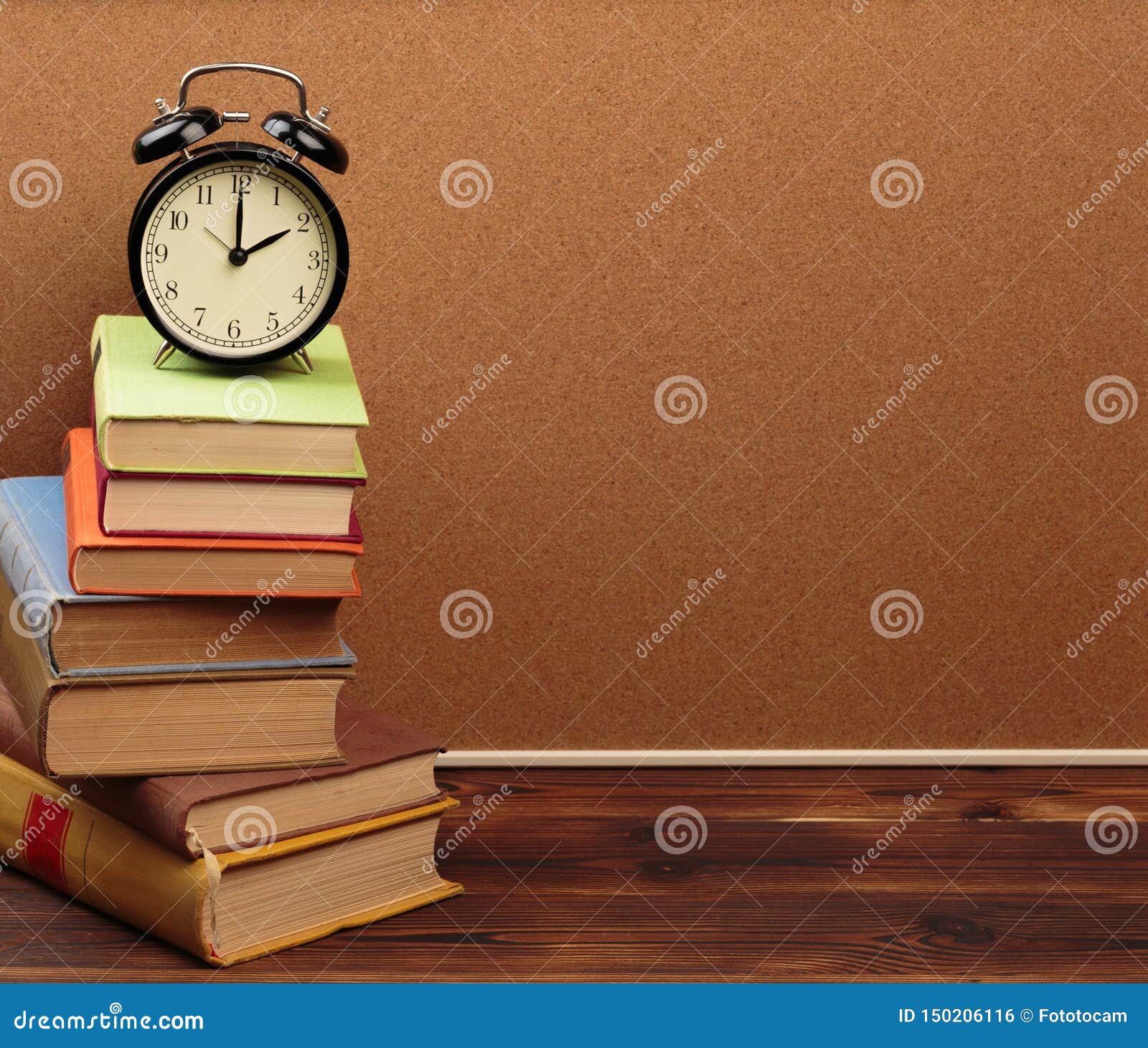 Vintage Books and Clock on Wooden Table Stock Photo - Image of antique ...
