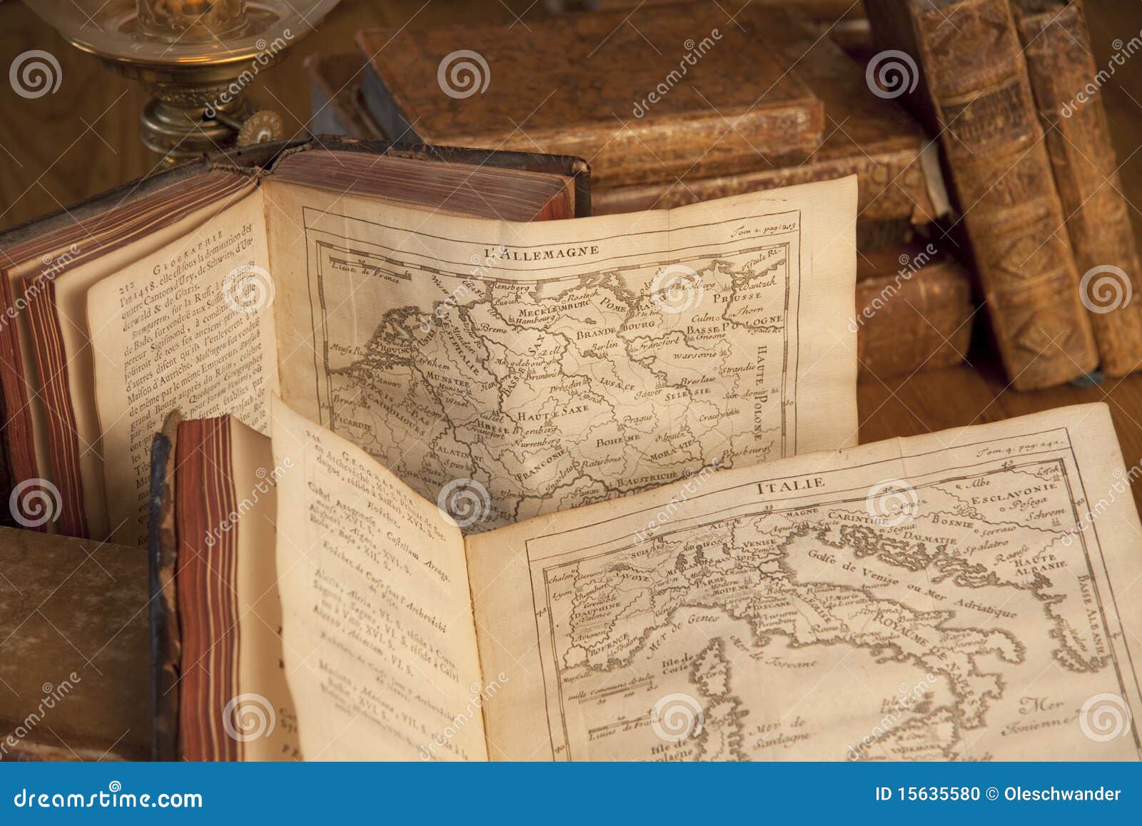 Vintage Books with Old Maps Stock Photo - Image of europe, bind: 15635580