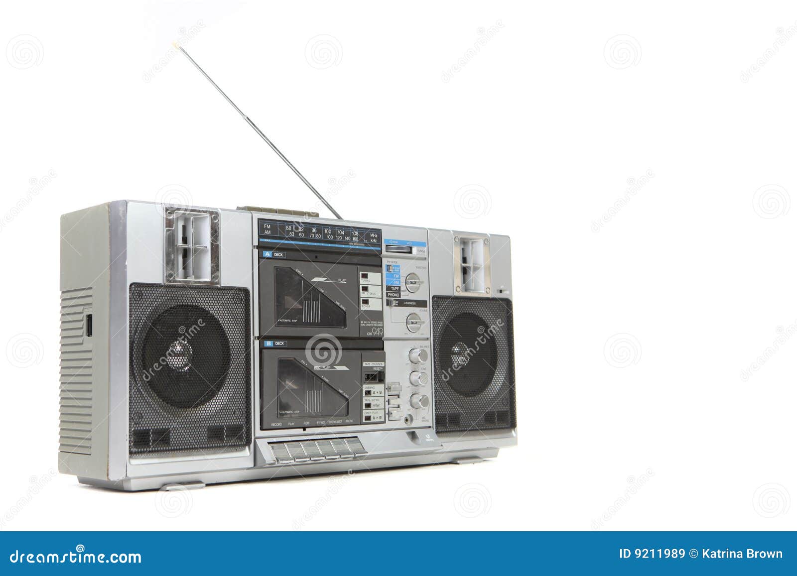 Vintage Boom Box Cassette Tape Player Stock Image - Image of bass ...