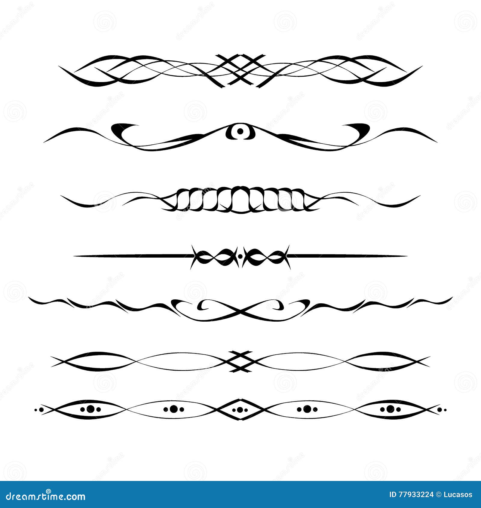 Vintage Border Elements Set Stock Vector - Illustration of corner ...