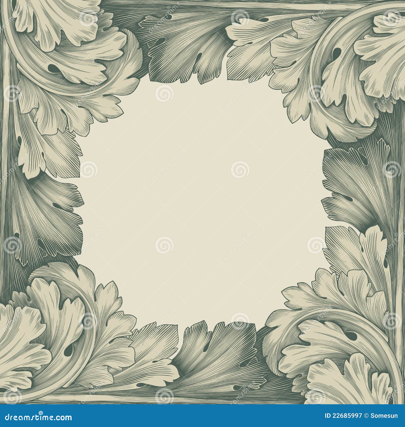 Vintage Border Frame Engraving Retro Pattern Cartoon Vector ...