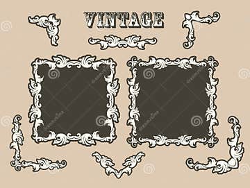 Vintage border frame set stock illustration. Illustration of retro ...
