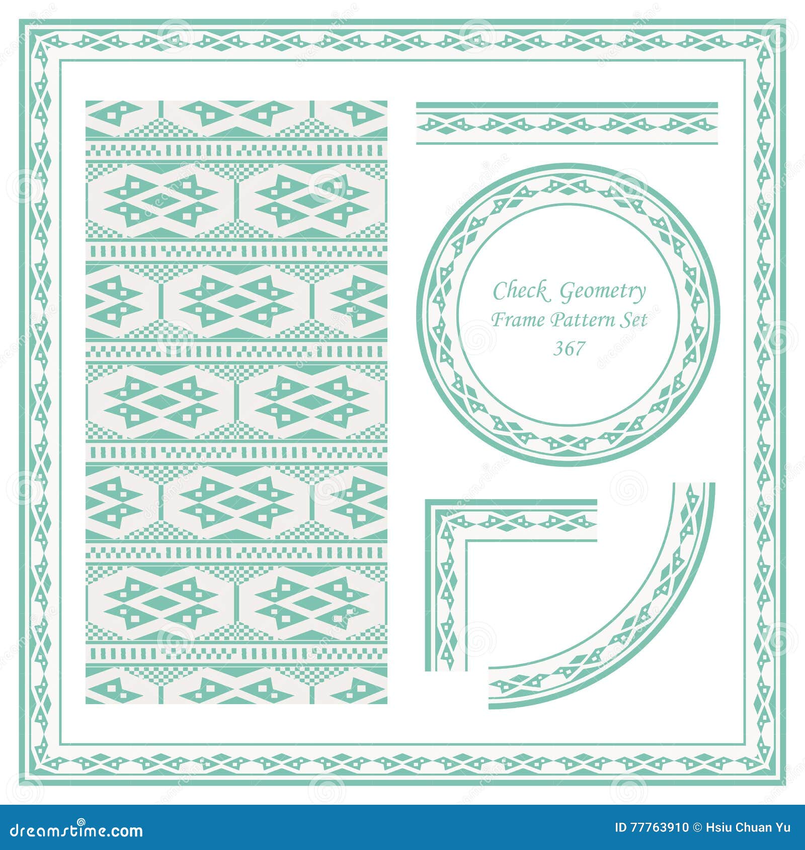 Vintage Border Pattern 357 Check Square Geometry Stock Vector ...