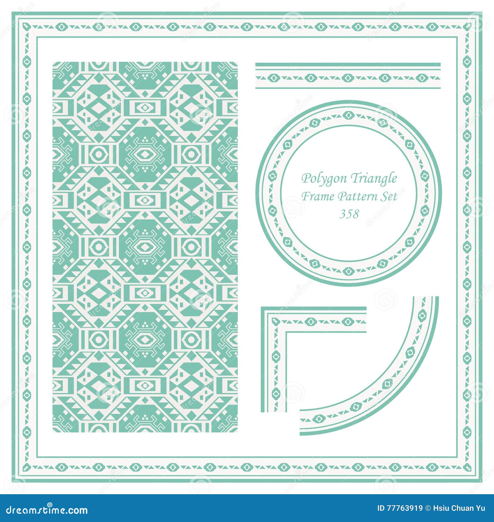Vintage Border Pattern 358 Polygon Triangle Check Geometry Stock Vector ...
