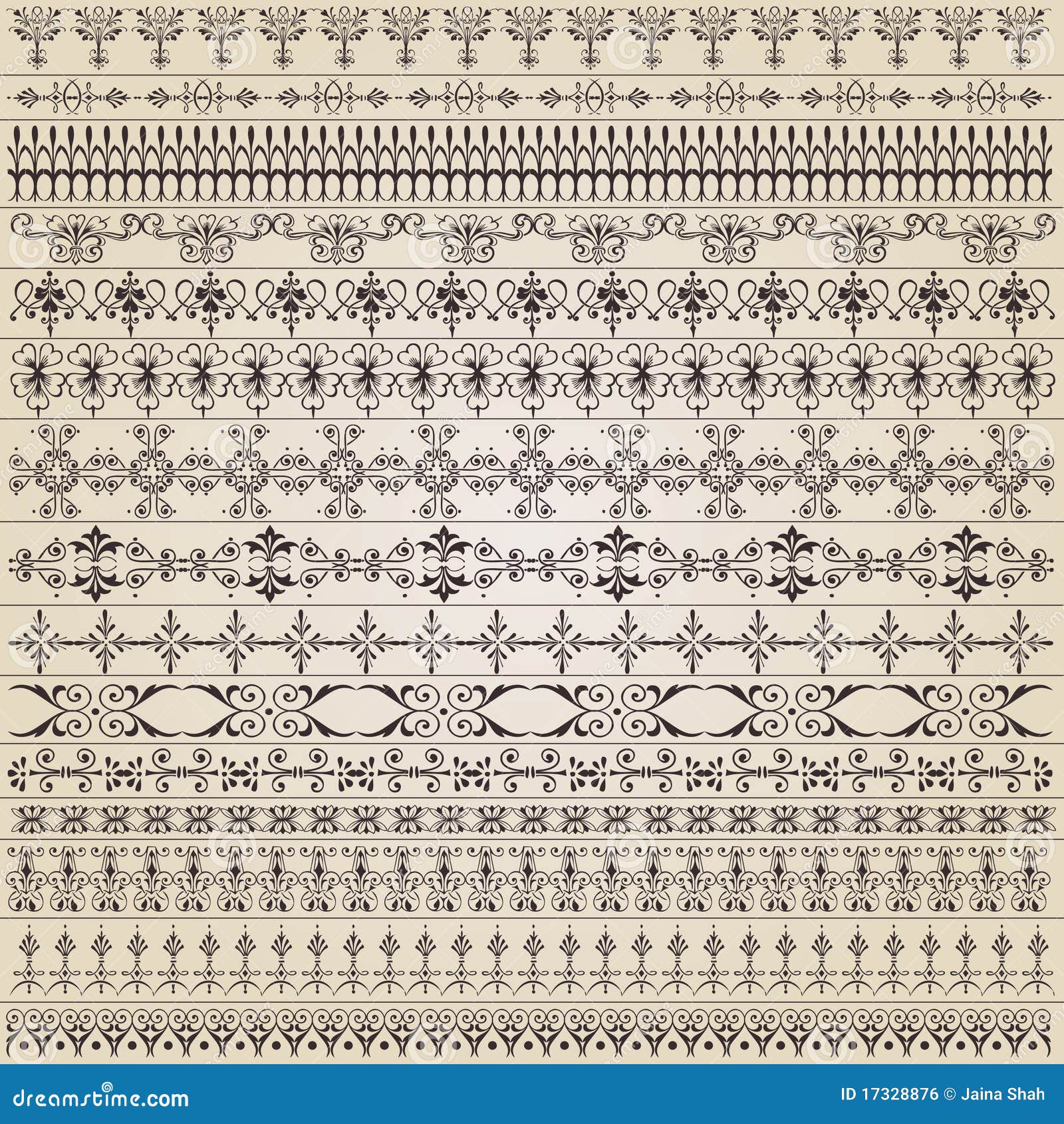 Vintage Border Set for Design Stock Illustration - Illustration of ...