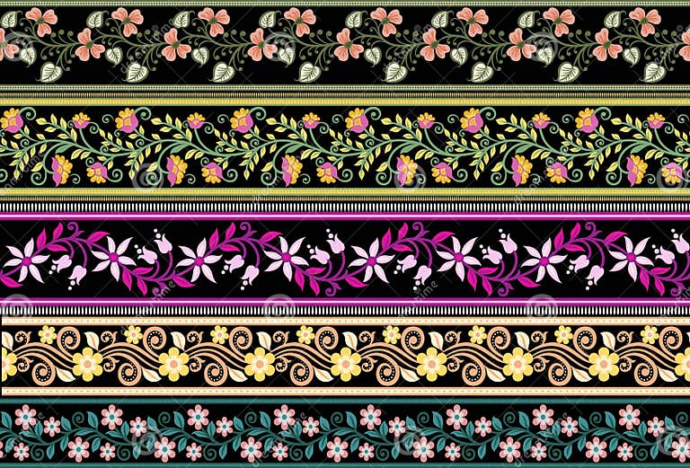 Vintage Border Set for Design Pattern Digital Printing Textile Stock ...