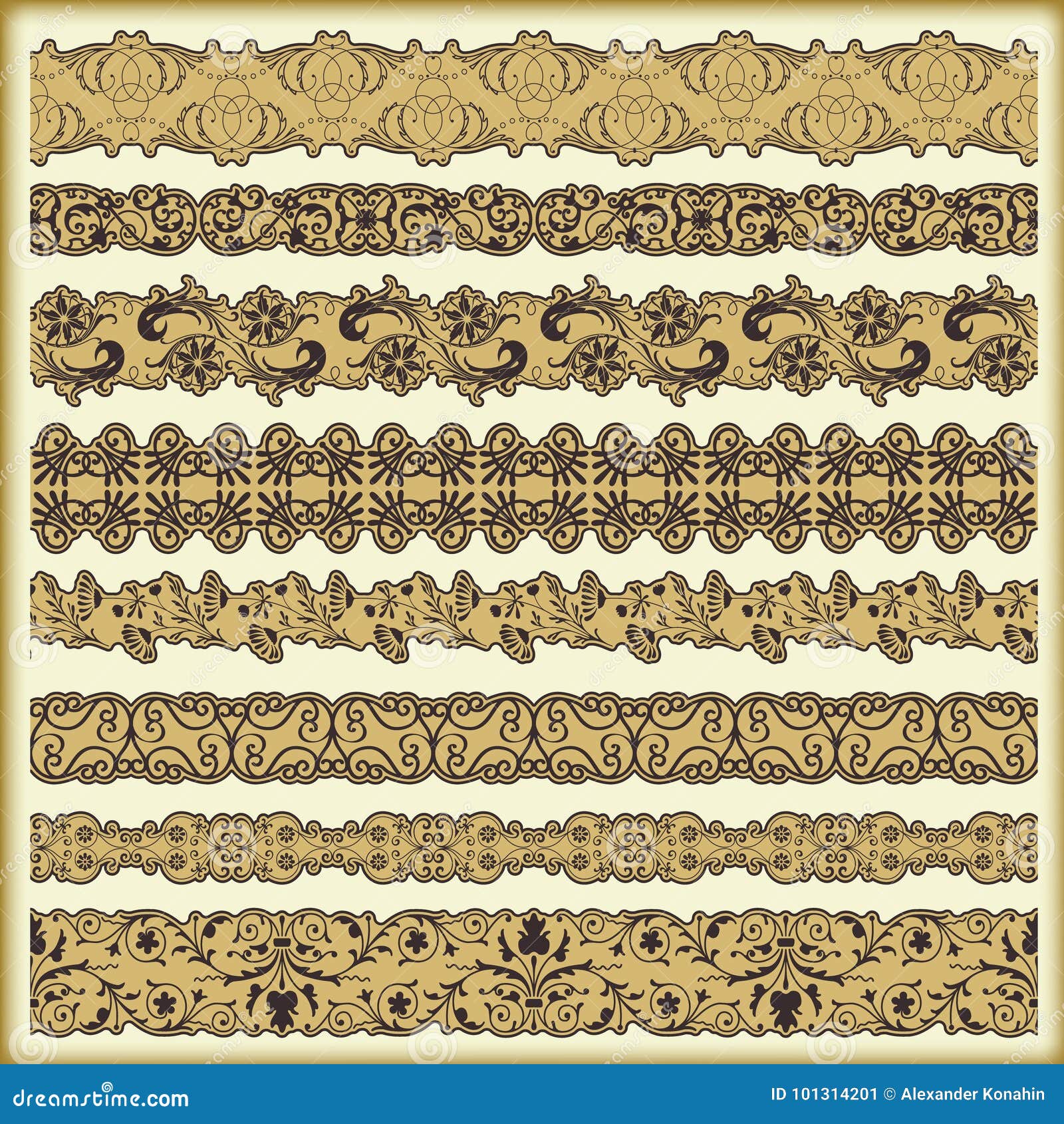Vintage Border Set for Design Stock Vector - Illustration of romantic ...