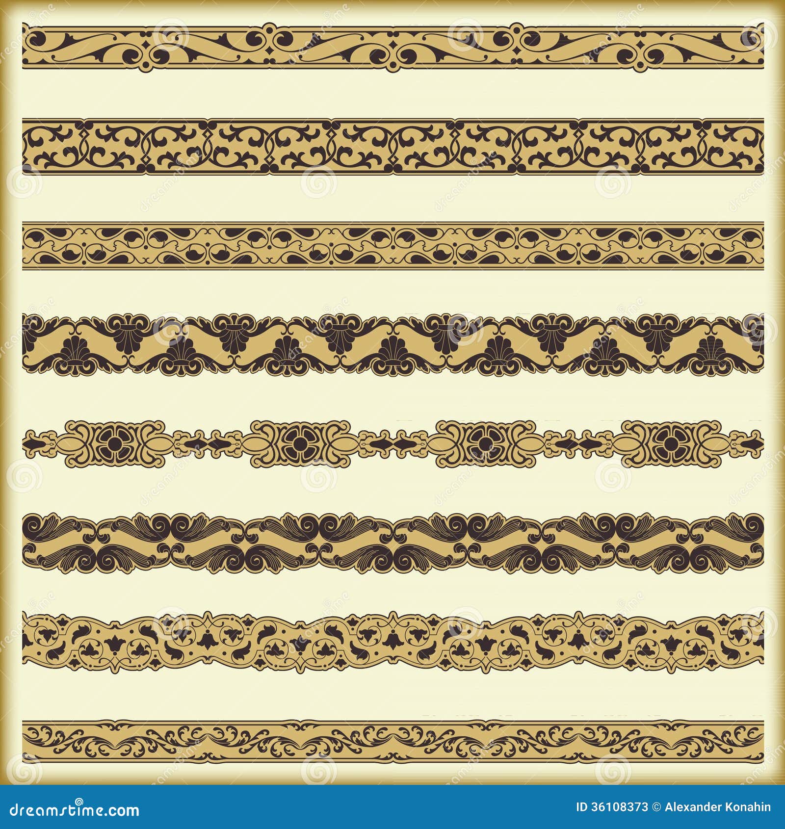 Vintage Border Set for Design Stock Vector - Illustration of cover ...