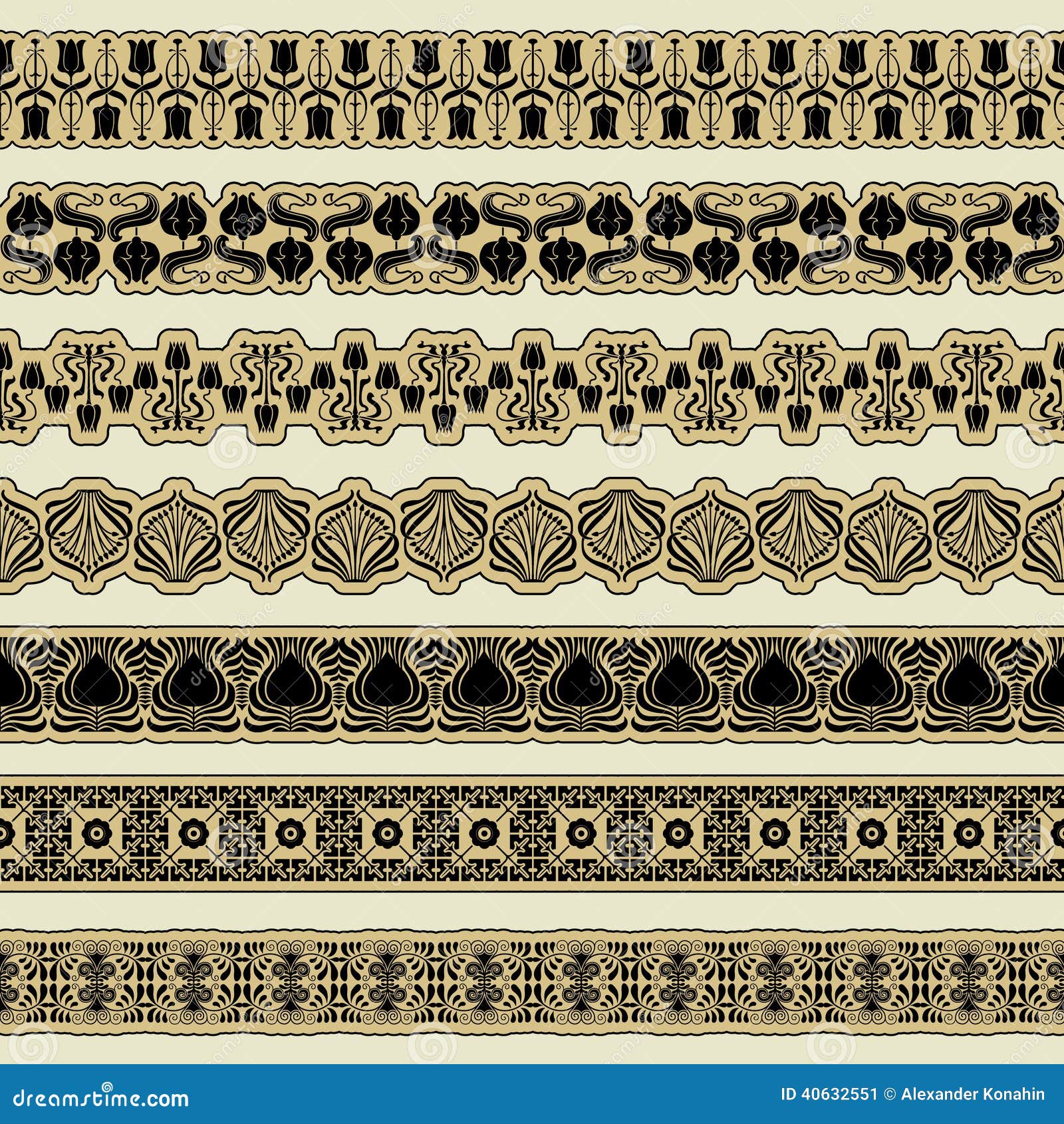 Vintage Border Set for Design Stock Vector - Illustration of element ...