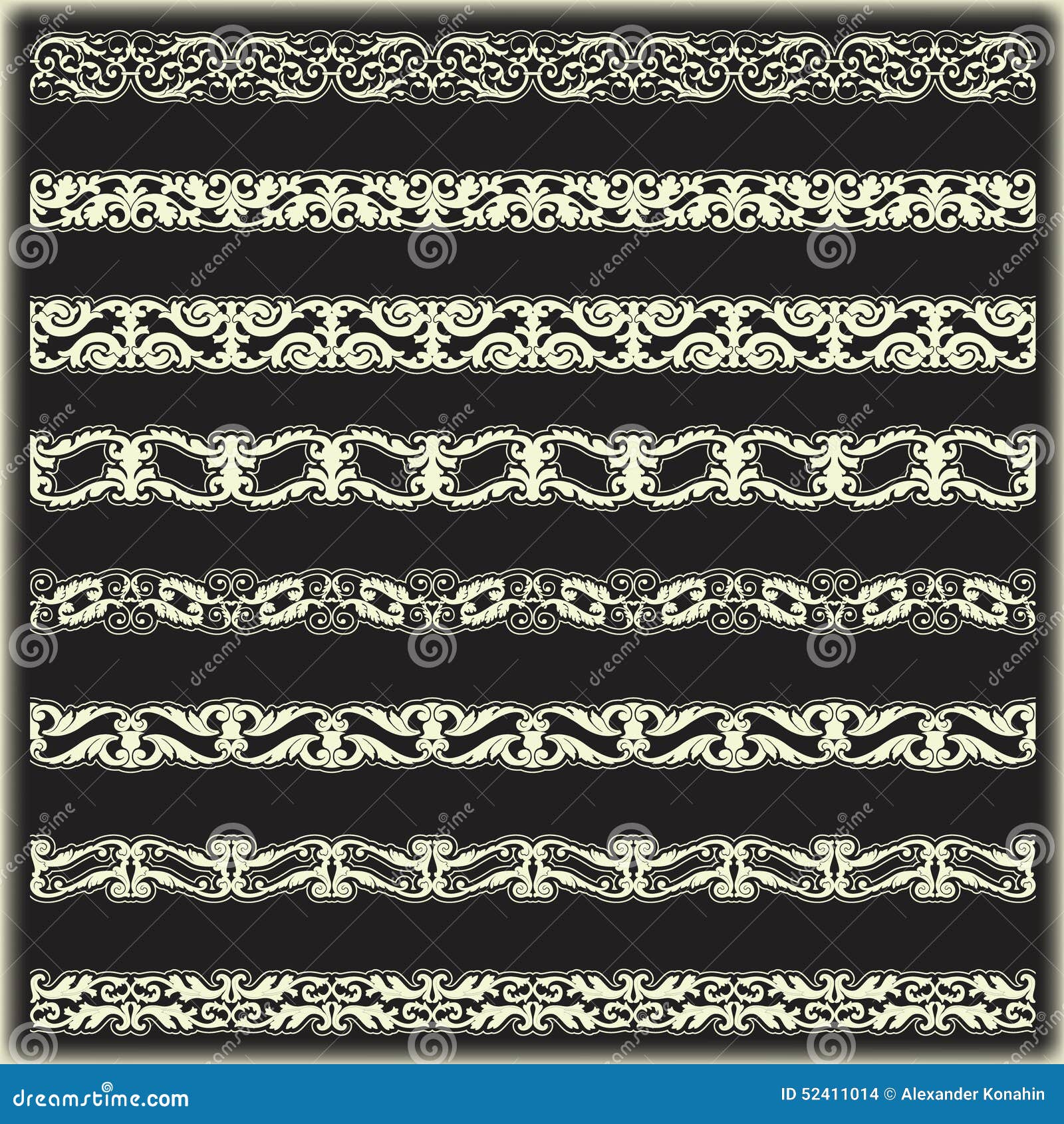 Vintage Border Set for Design Stock Vector - Illustration of element ...