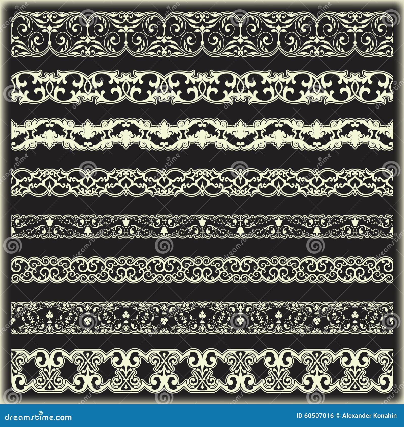 Vintage Border Set for Design Stock Vector - Illustration of mirror ...