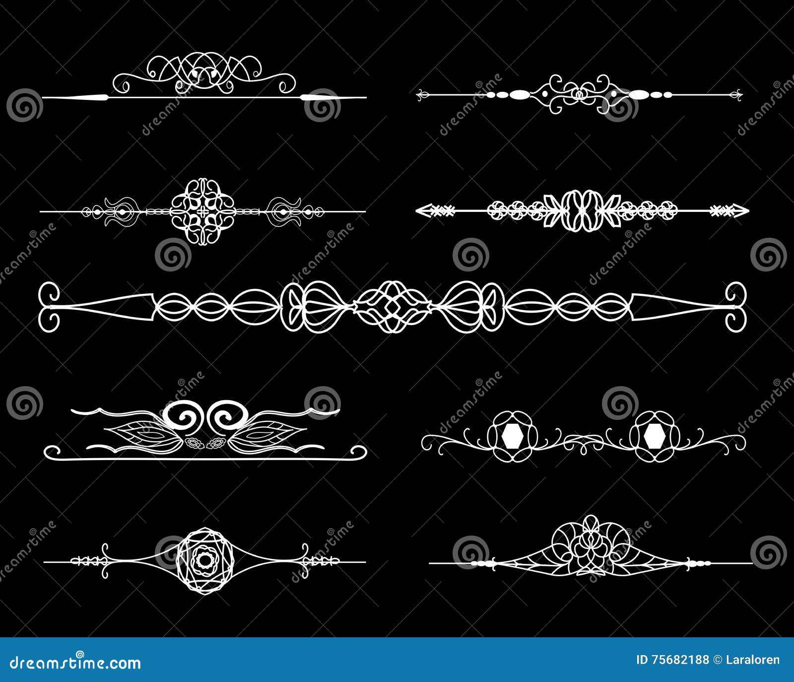 Vintage Borders. Set of Calligraphic Vector Dividers Stock Vector ...