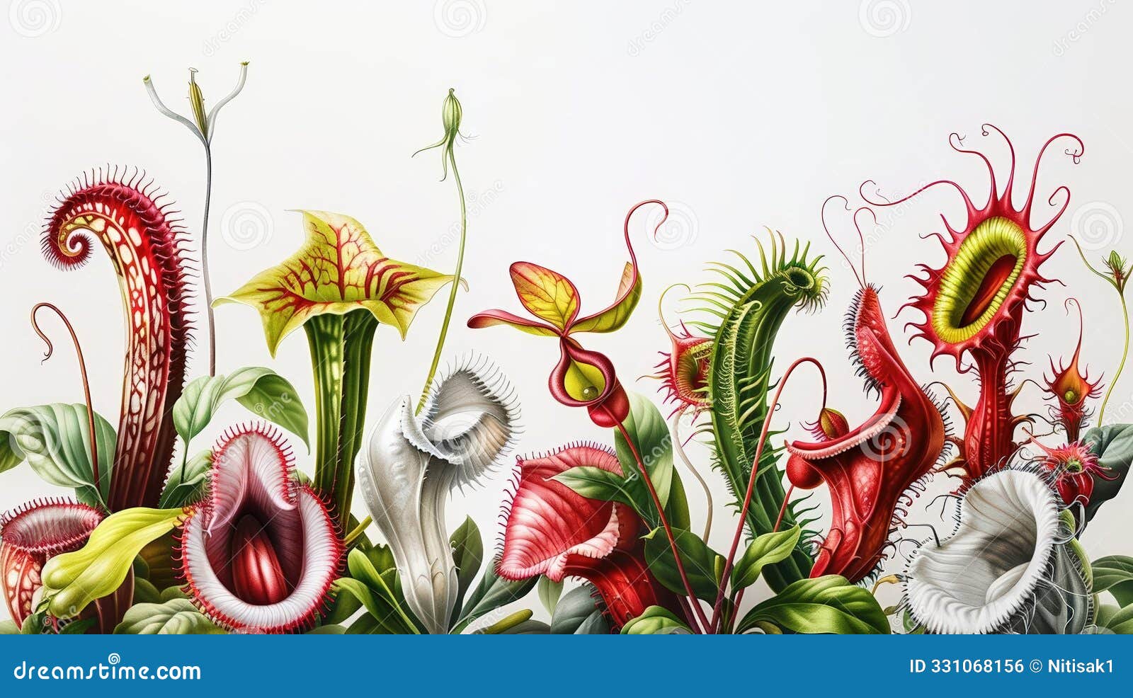 A Vintage Carnivorous Plant Unveiled A Film Noir Illustration Of ...