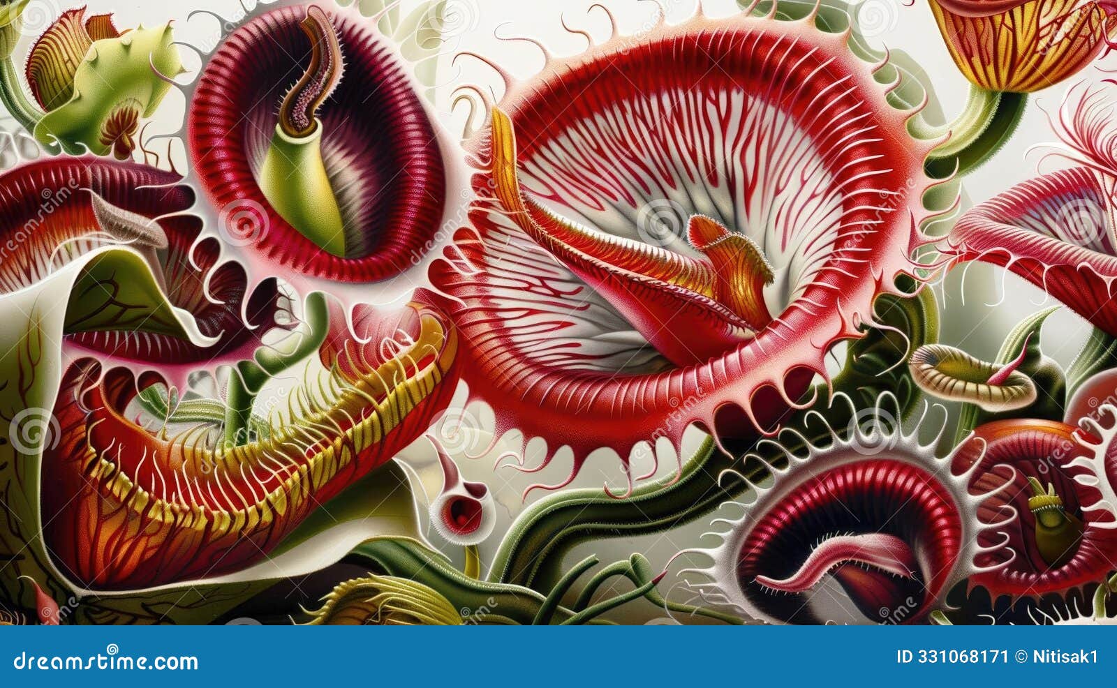 A Vintage Carnivorous Plant Unveiled A Film Noir Illustration Of ...