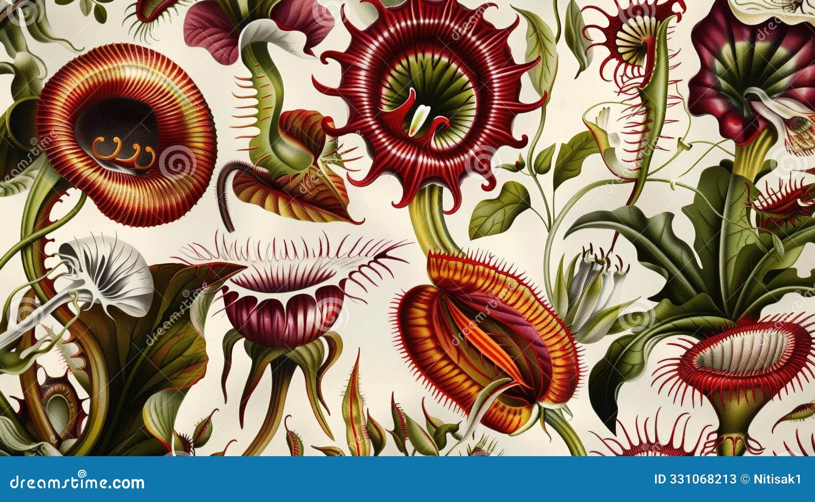 A Vintage Carnivorous Plant Unveiled A Film Noir Illustration Of ...