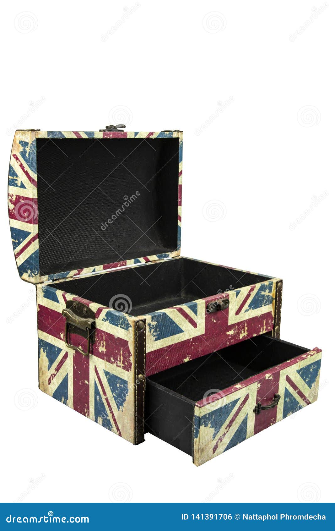 Vintage Box with British Flag Isolate on White Background with Clipping ...