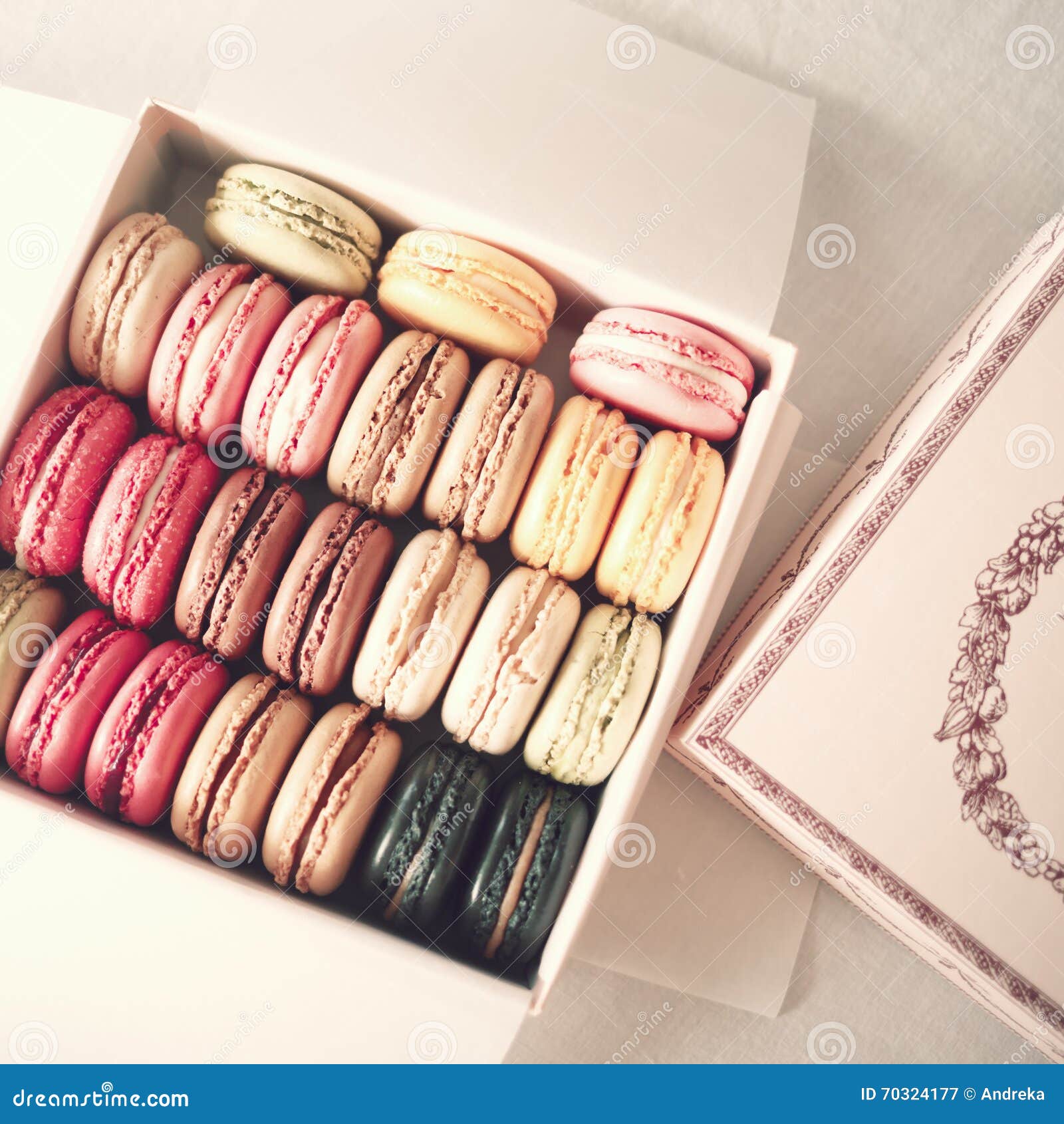 Vintage box of macarons stock image. Image of retro, french - 70324177
