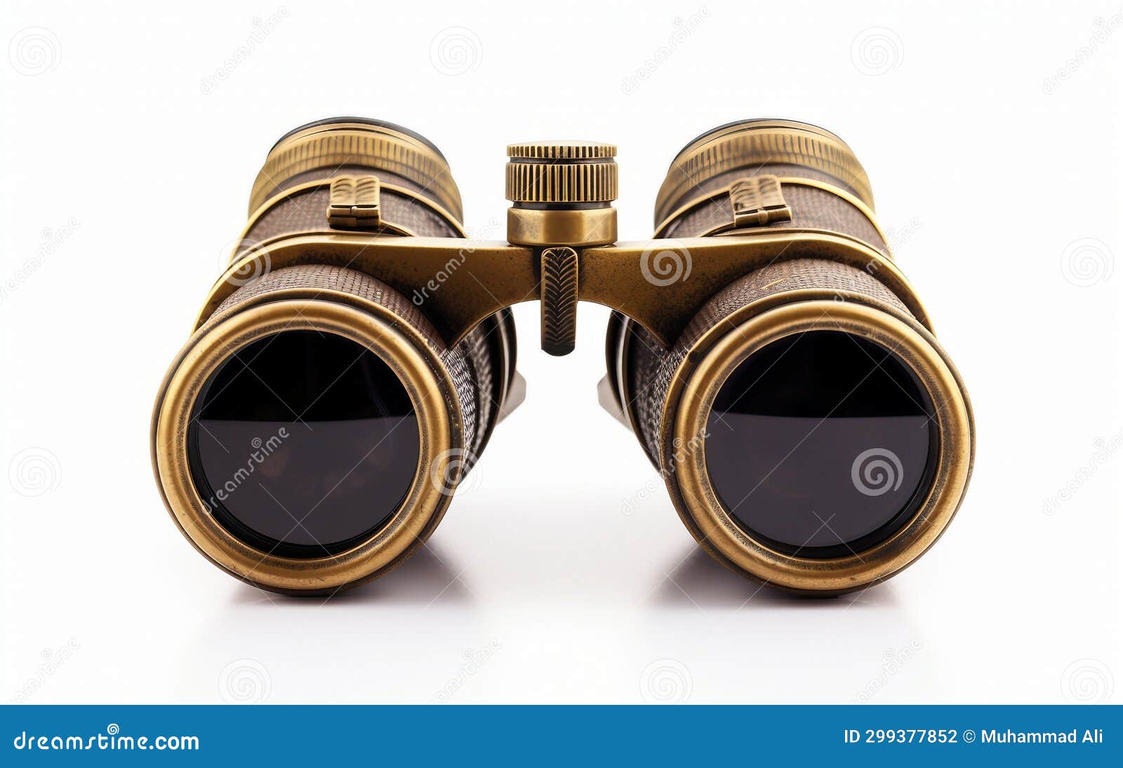Vintage Brass Binoculars on White Background Stock Illustration ...