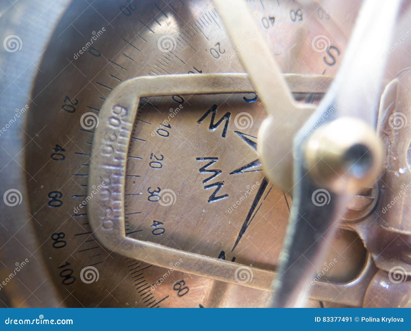 Vintage Brass Compass Dial Closeup Stock Image - Image of directions ...