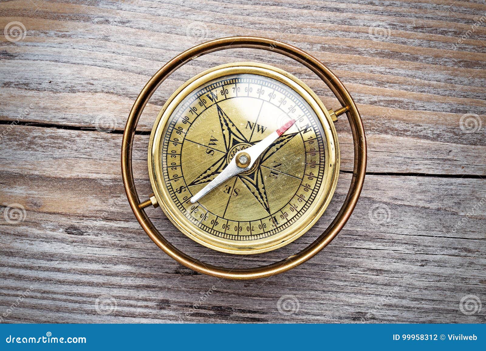 Vintage brass compass stock photo. Image of equipment - 99958312