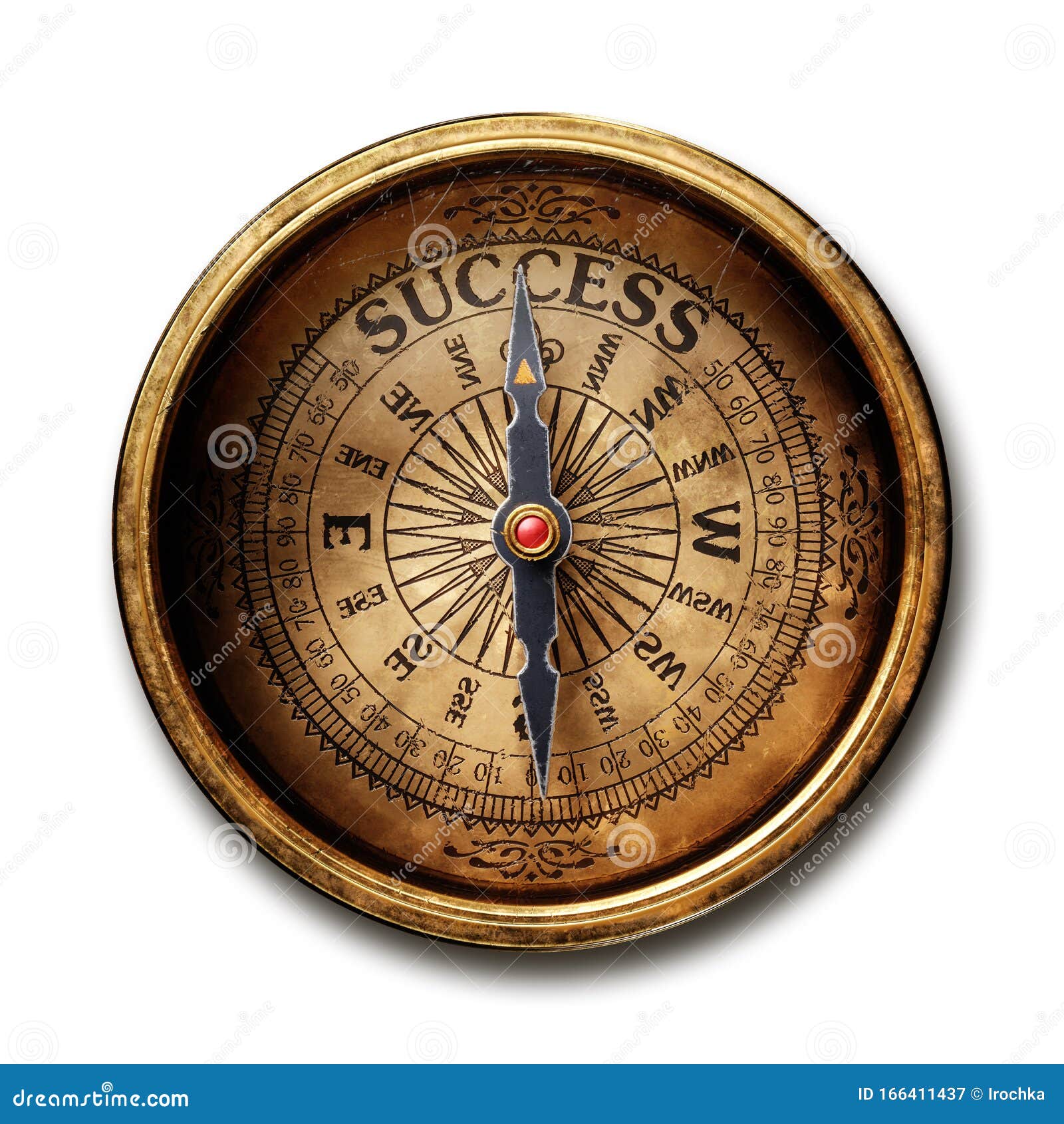 Vintage Brass Compass Isolated on White Background Stock Illustration ...