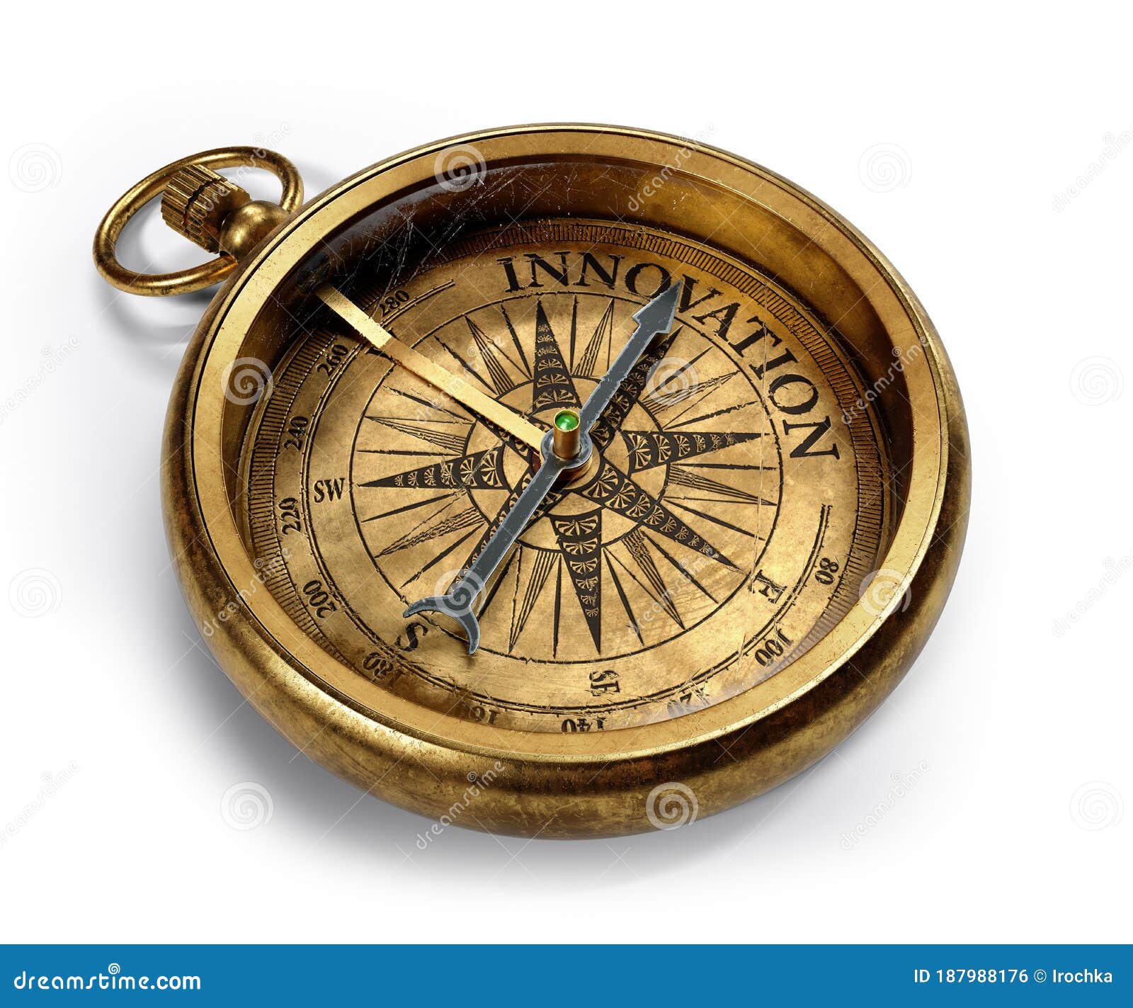 Vintage Brass Compass Isolated on White Background Stock Illustration ...